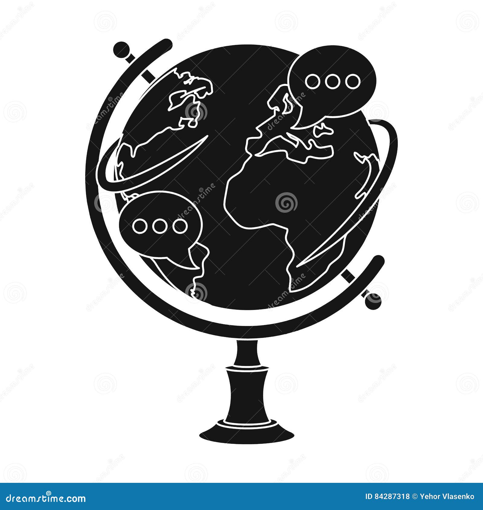 Globe of Various Languages Icon in Black Style Isolated on White ...