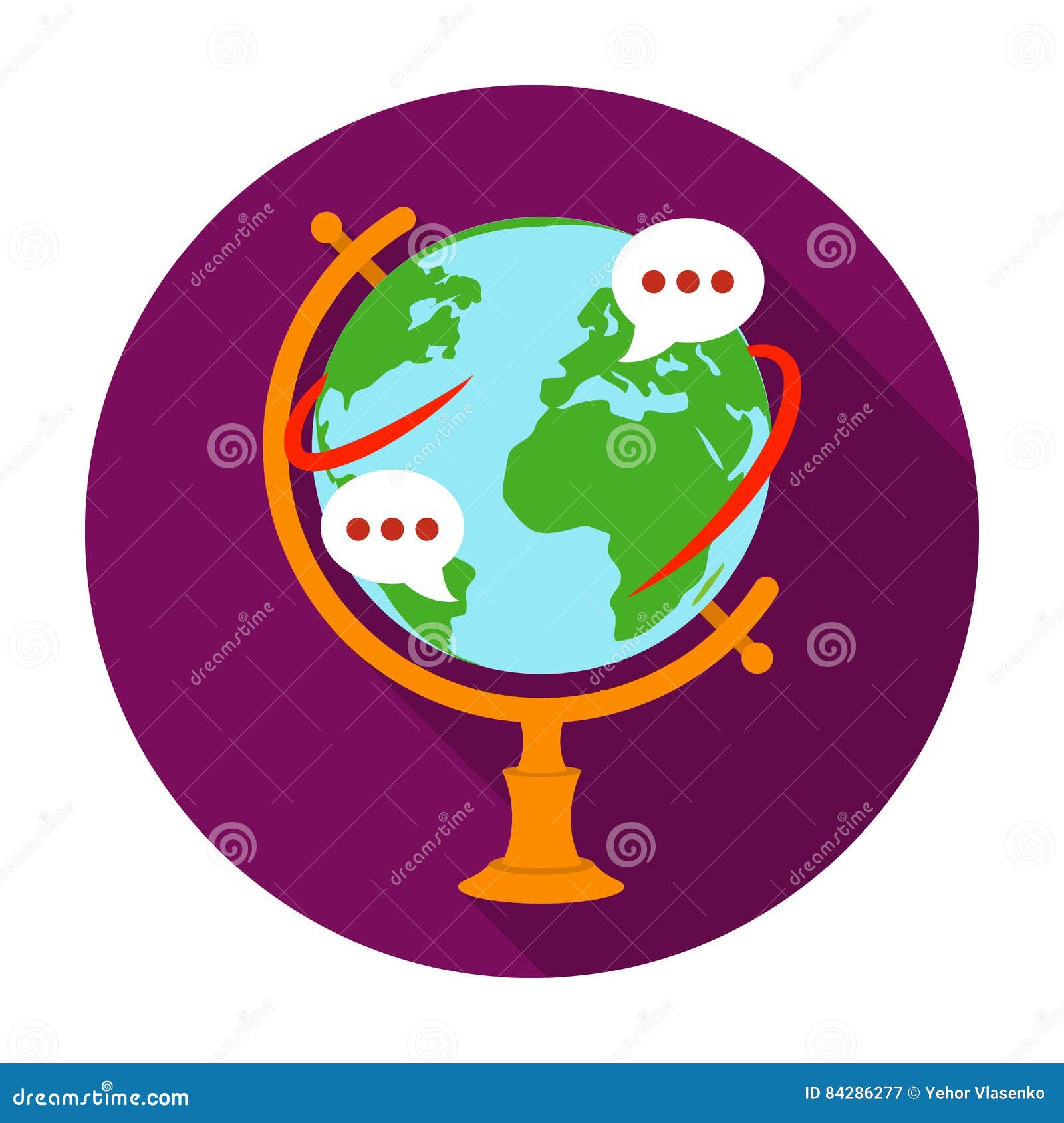 Globe of Various Languages Icon in Flat Style Isolated on White ...