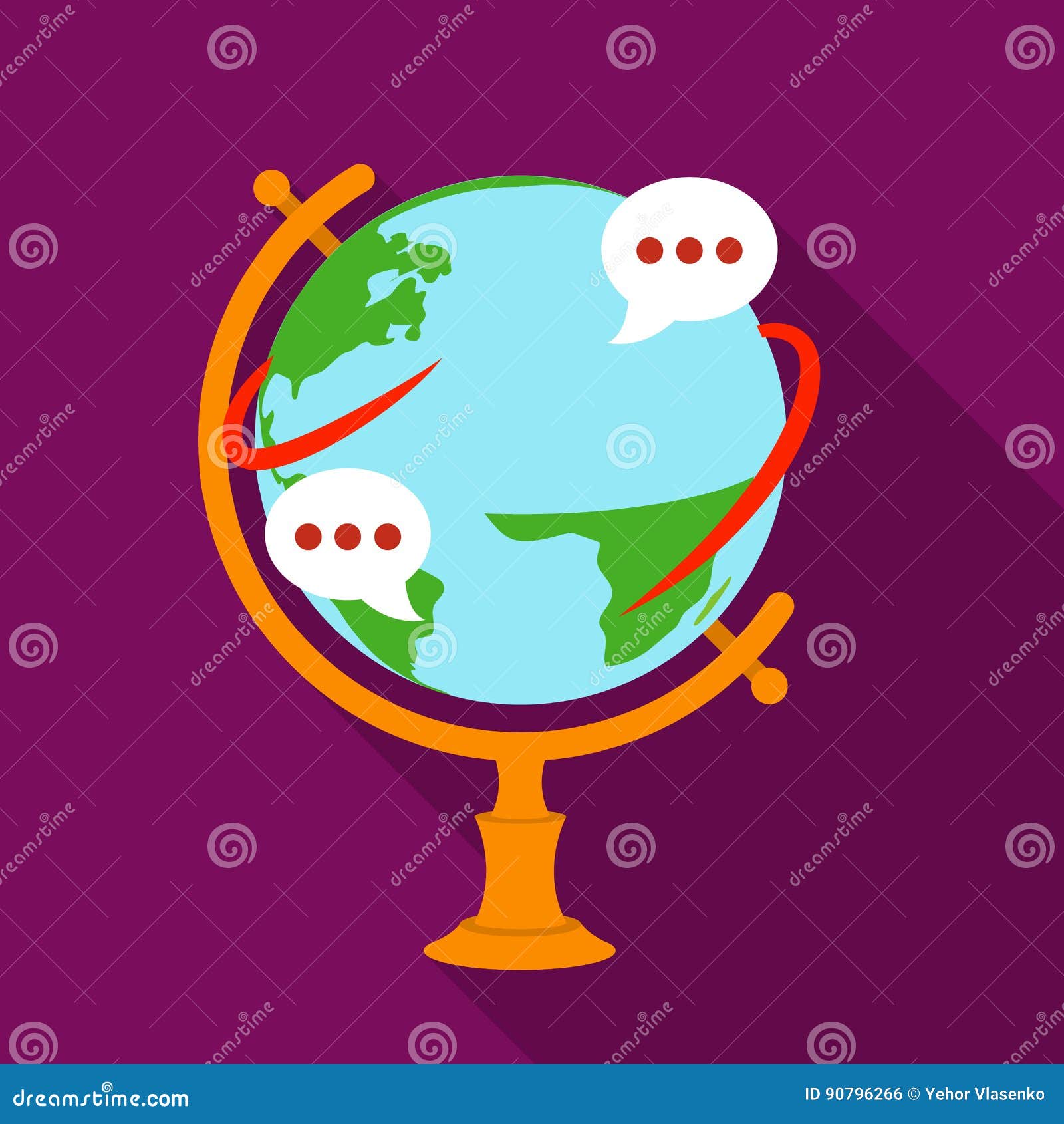 Globe of Various Languages Icon in Flat Style Isolated on White ...