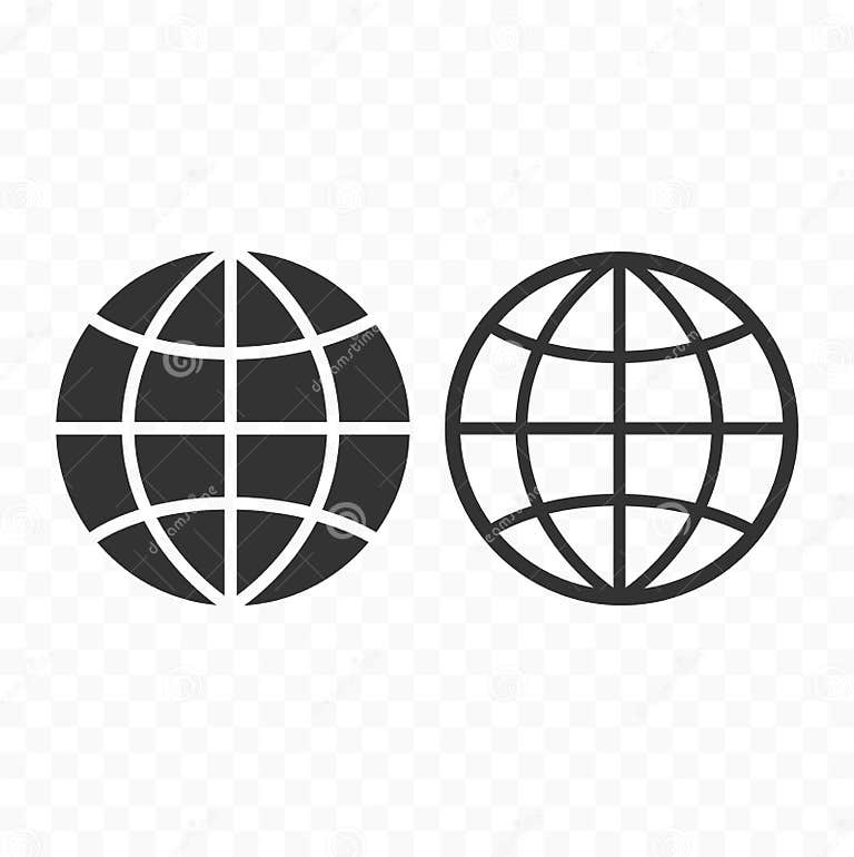 Globe Web Symbol Icon Set. Planet with Parallels and Meridians. Stock ... Globe Web Symbol Icon Set. Planet with Parallels and Meridians. Stock ...