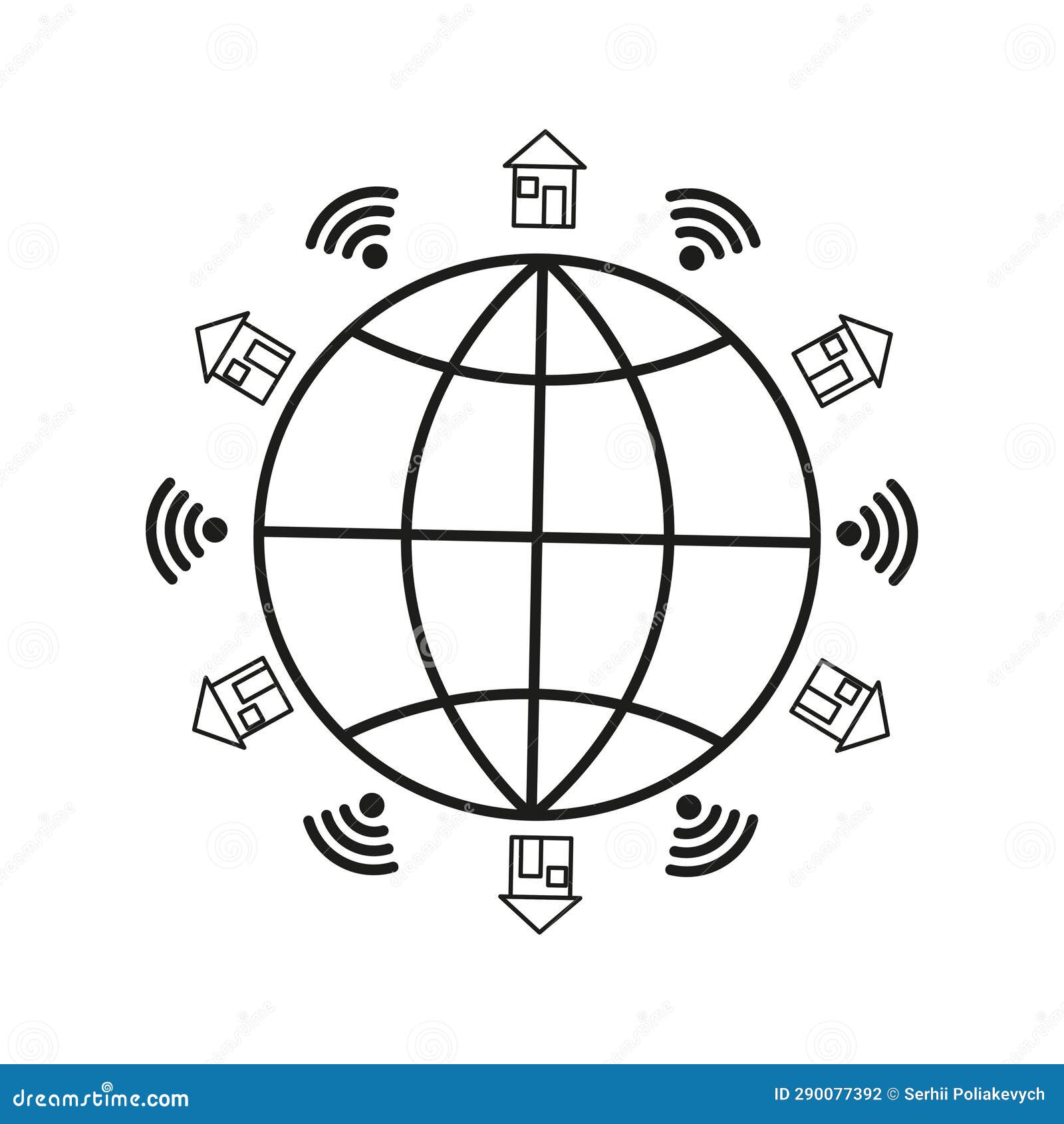 Globe Wifi Icon. Internet Earth Coverage Symbol. Vector Illustration ...