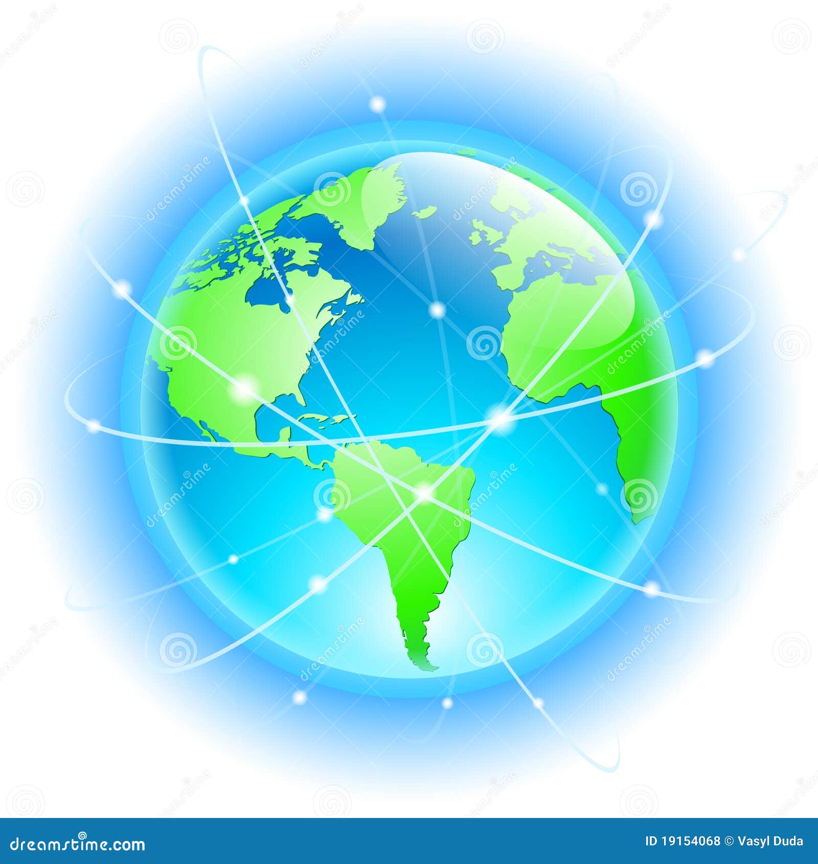 Globe with Wired Orbits of Satellite Stock Vector - Illustration of ...
