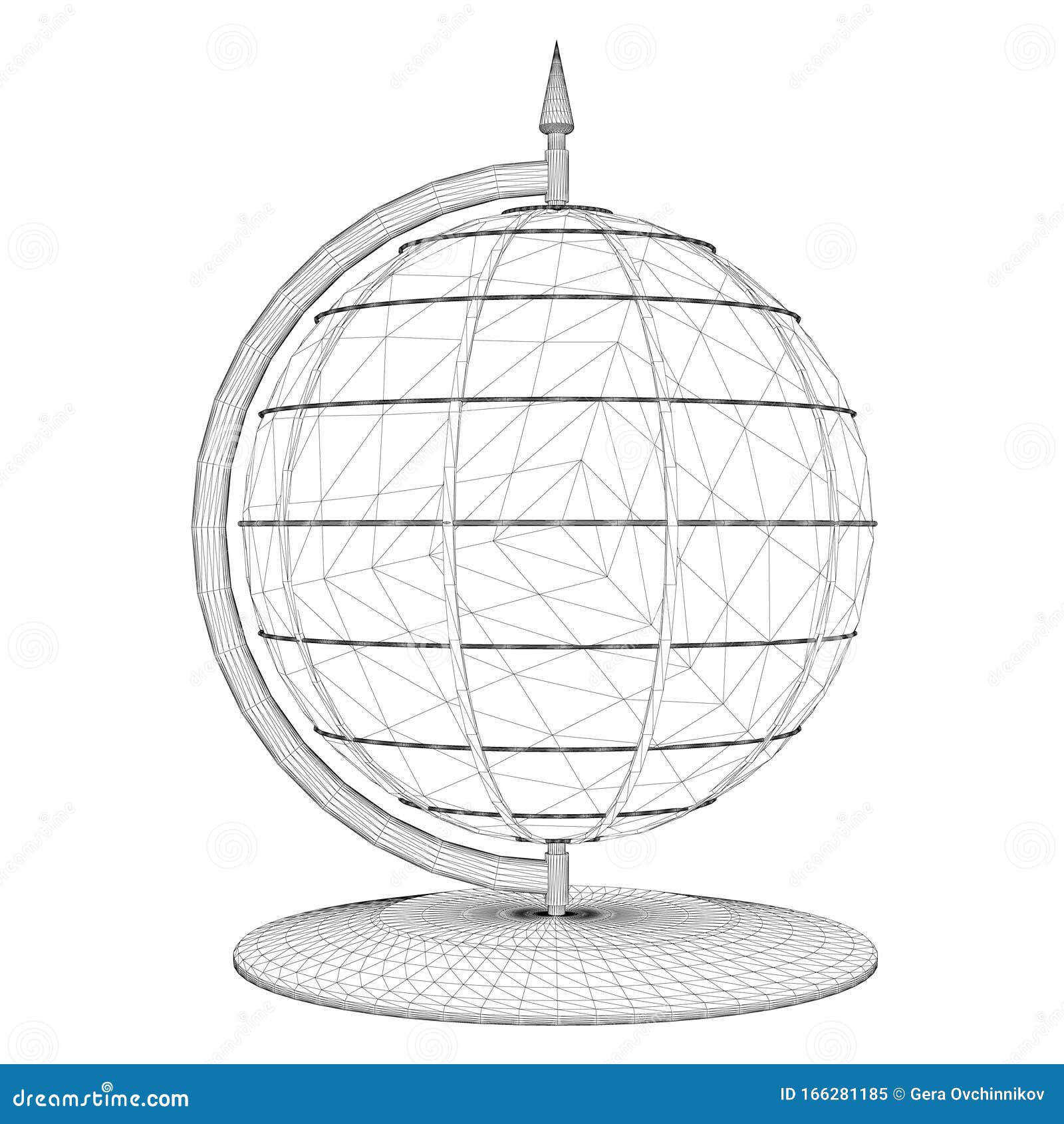 Globe Wireframe Made of Black Lines on a White Background. Side View ...