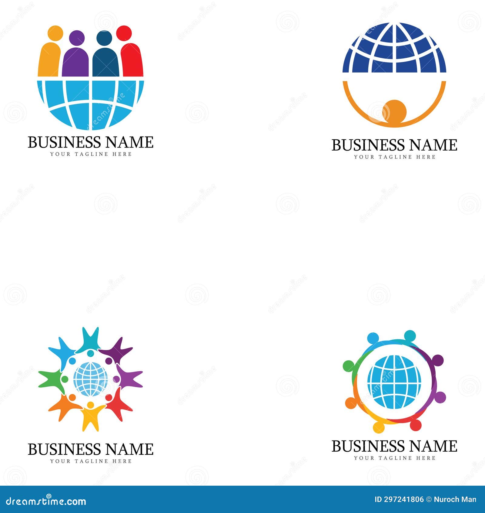 Globe World Community People Logo Illustration Design Template Stock ...