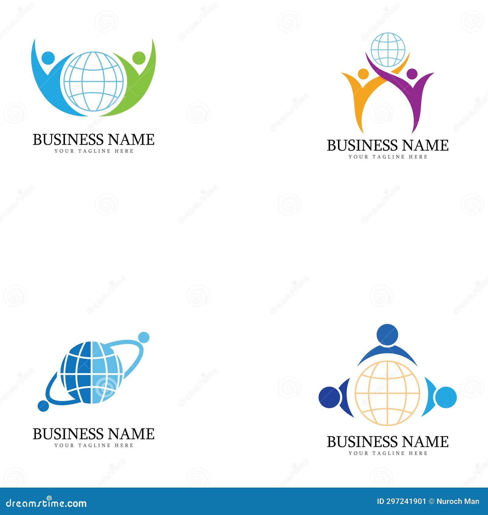Globe World Community People Logo Illustration Design Template Stock ...
