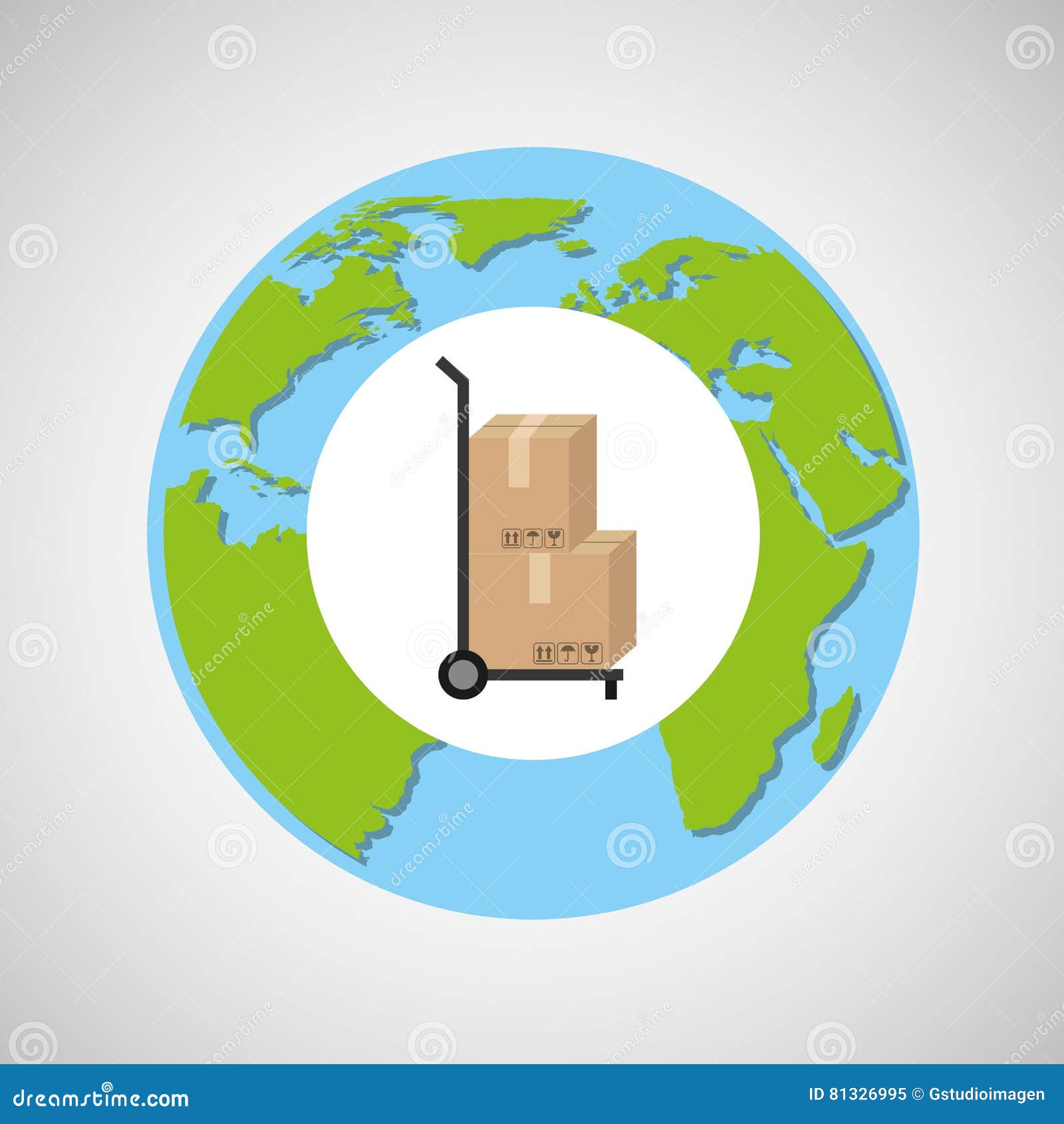 Globe World Delivery Trolley Package Graphic Stock Vector ...