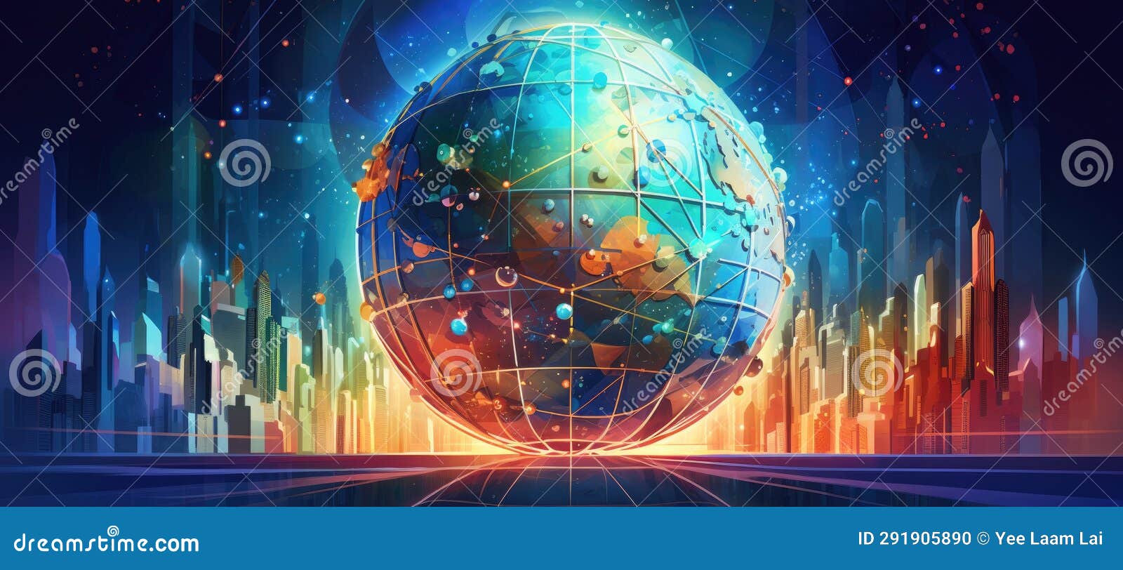 Globe World Earth Map Planet City, Ai Stock Photo - Image of global ...