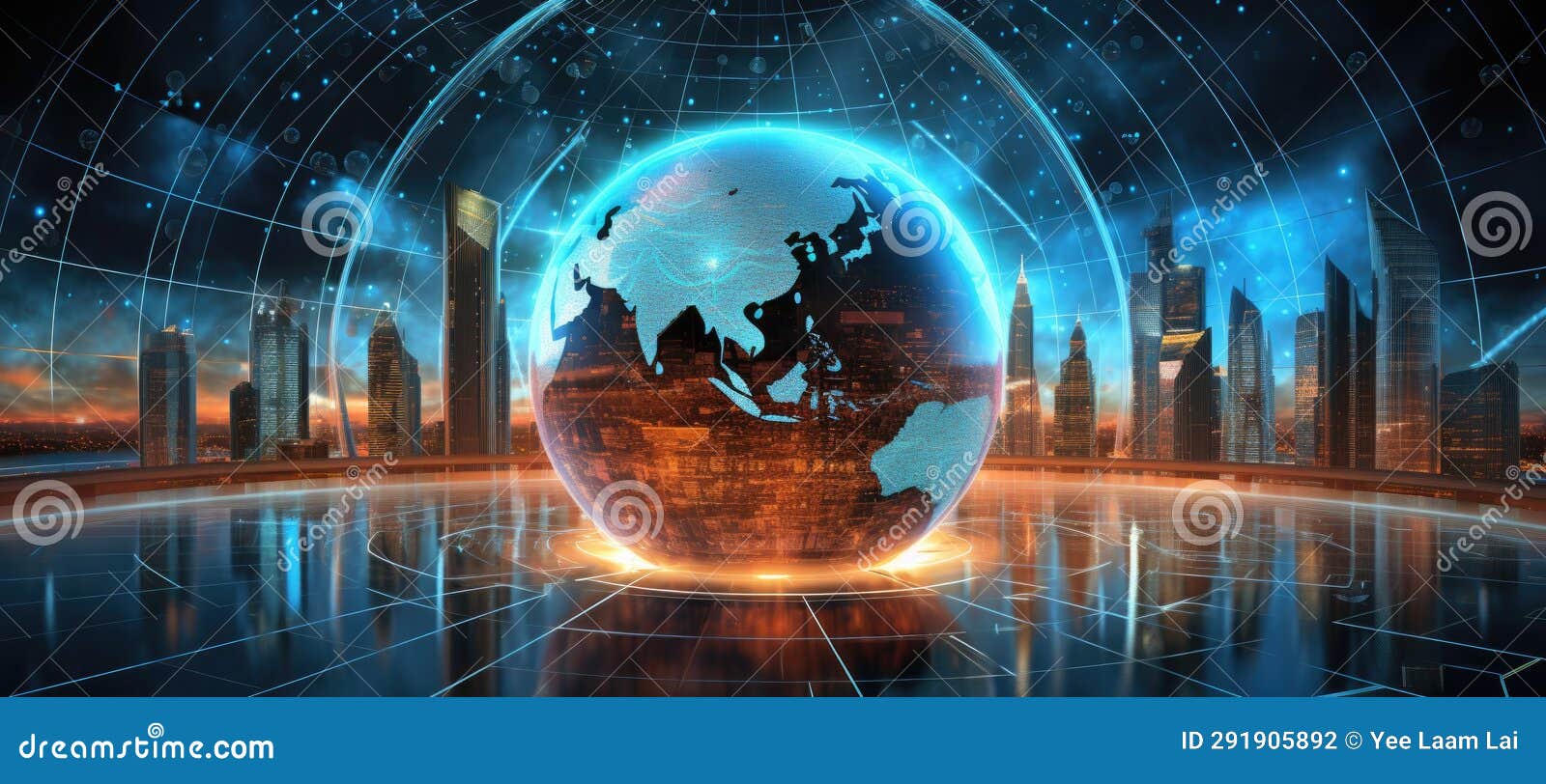 Globe World Earth Map Planet City, Ai Stock Photo - Image of data ...