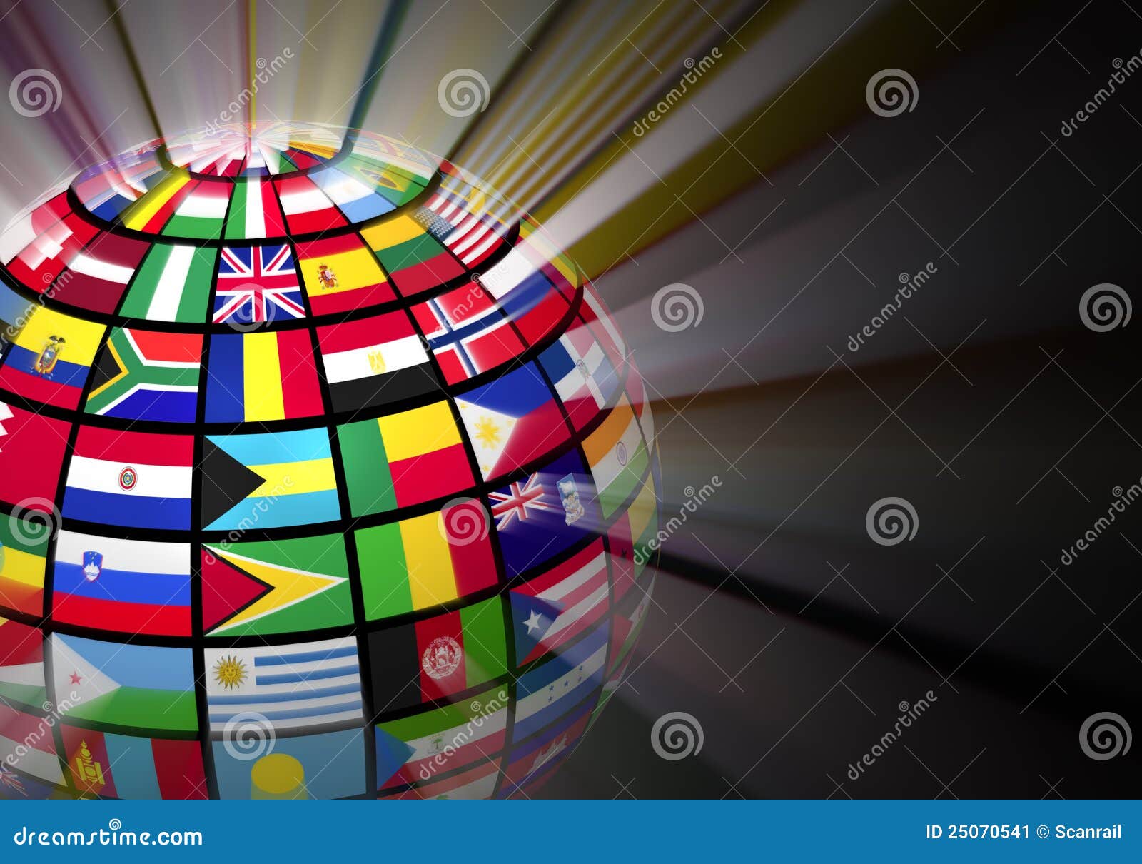 Globe with world flags stock illustration. Illustration of business ...
