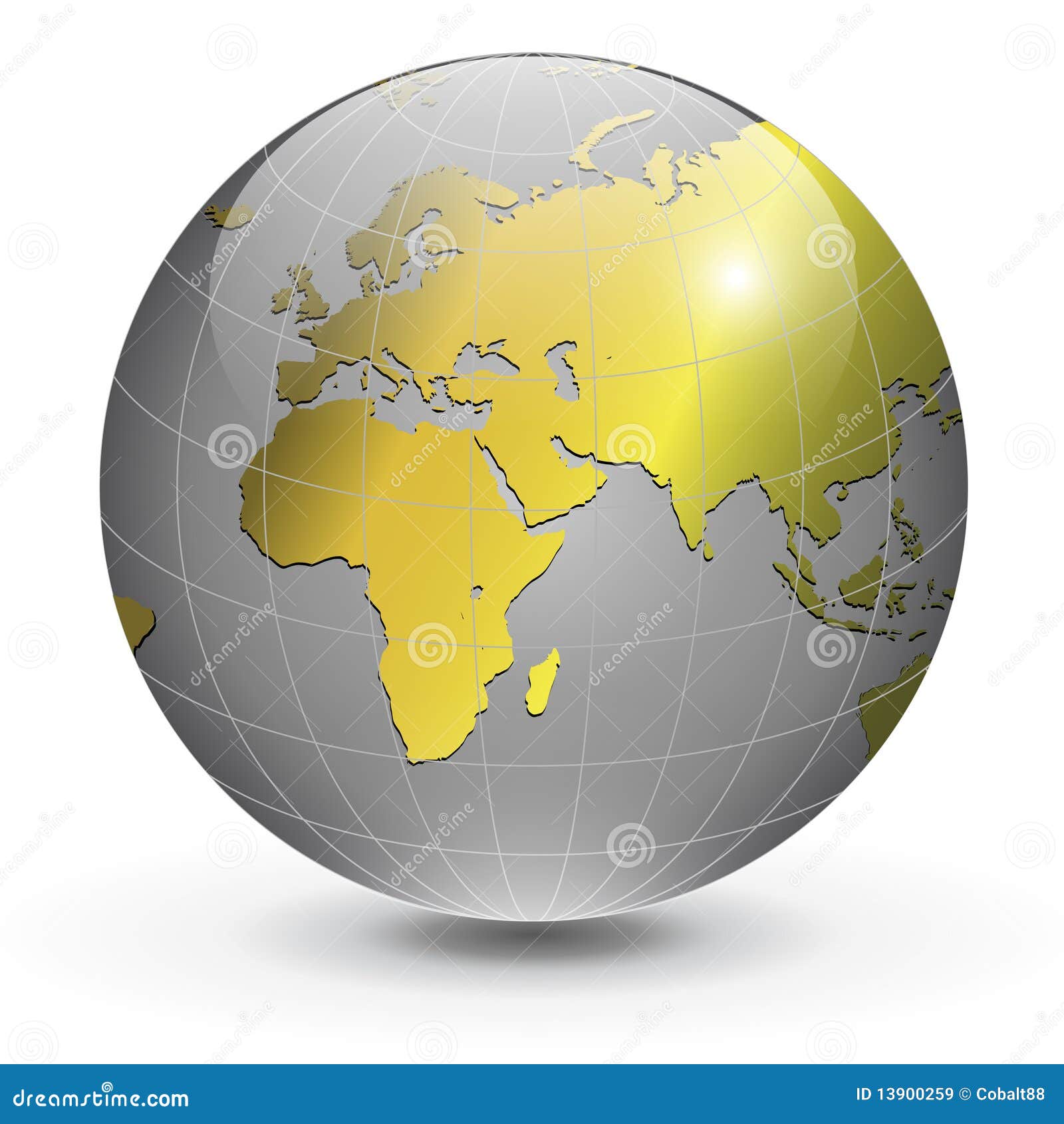 Globe of the world gold stock vector. Illustration of north - 13900259