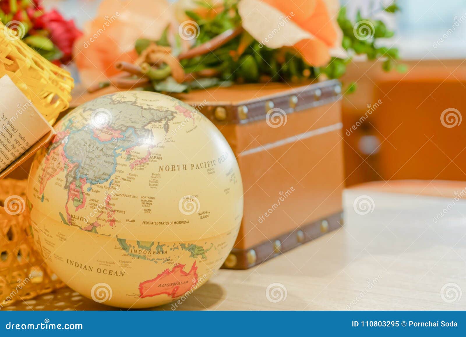 Globe World Map, Explore Destination Travel Concept Stock Image - Image ...