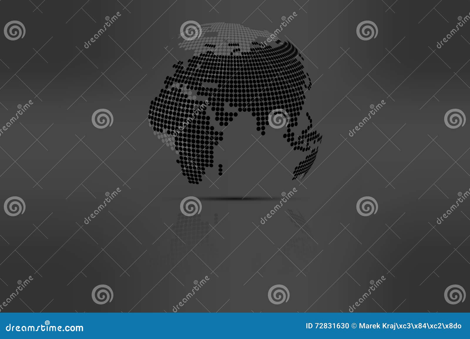 Globe with World Map in Grayscale Colors with Shadow. Rounded Do Stock ...
