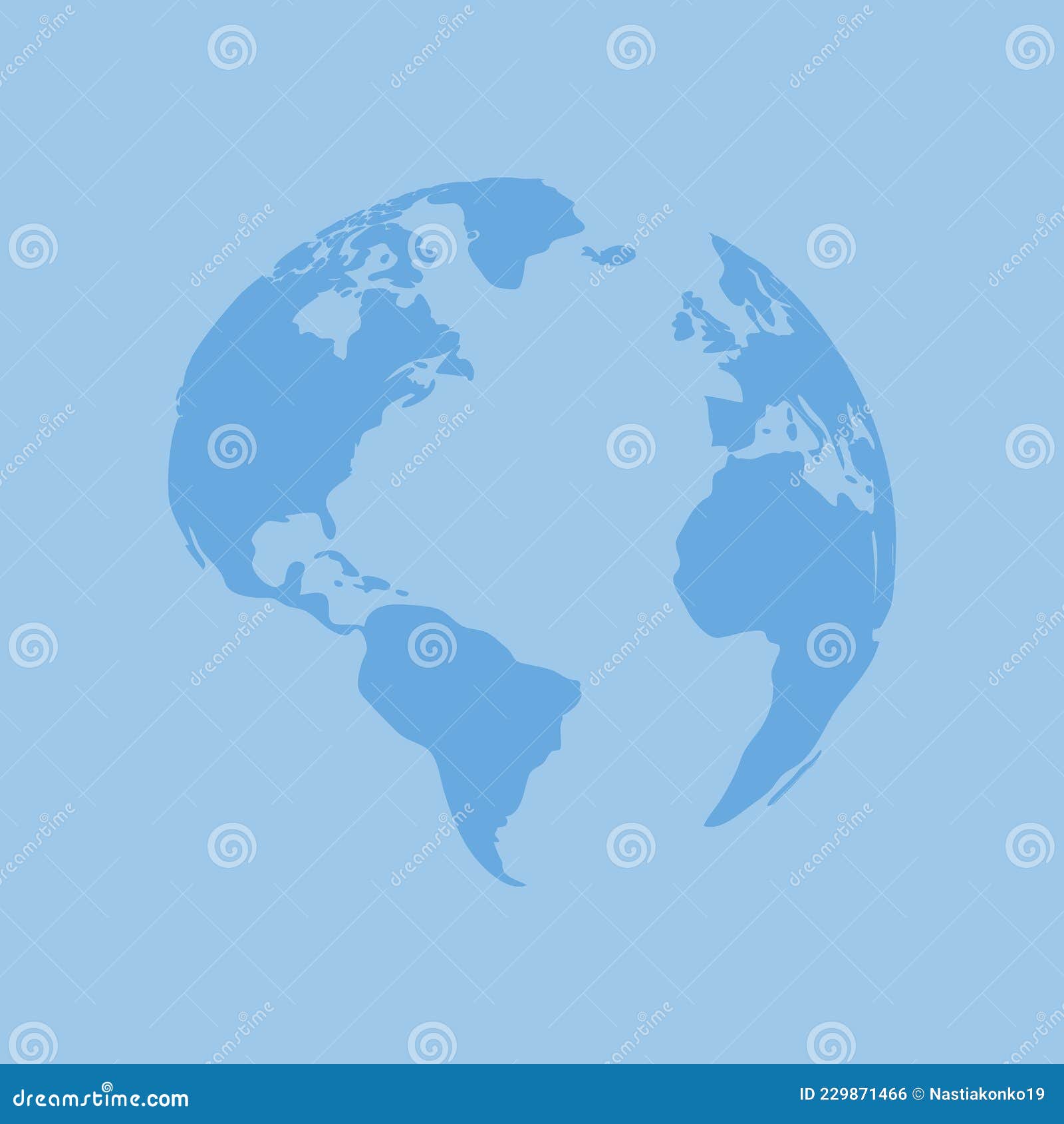 Globe World Map with Shadow on Blue Background. Earth Hemispheres with ...