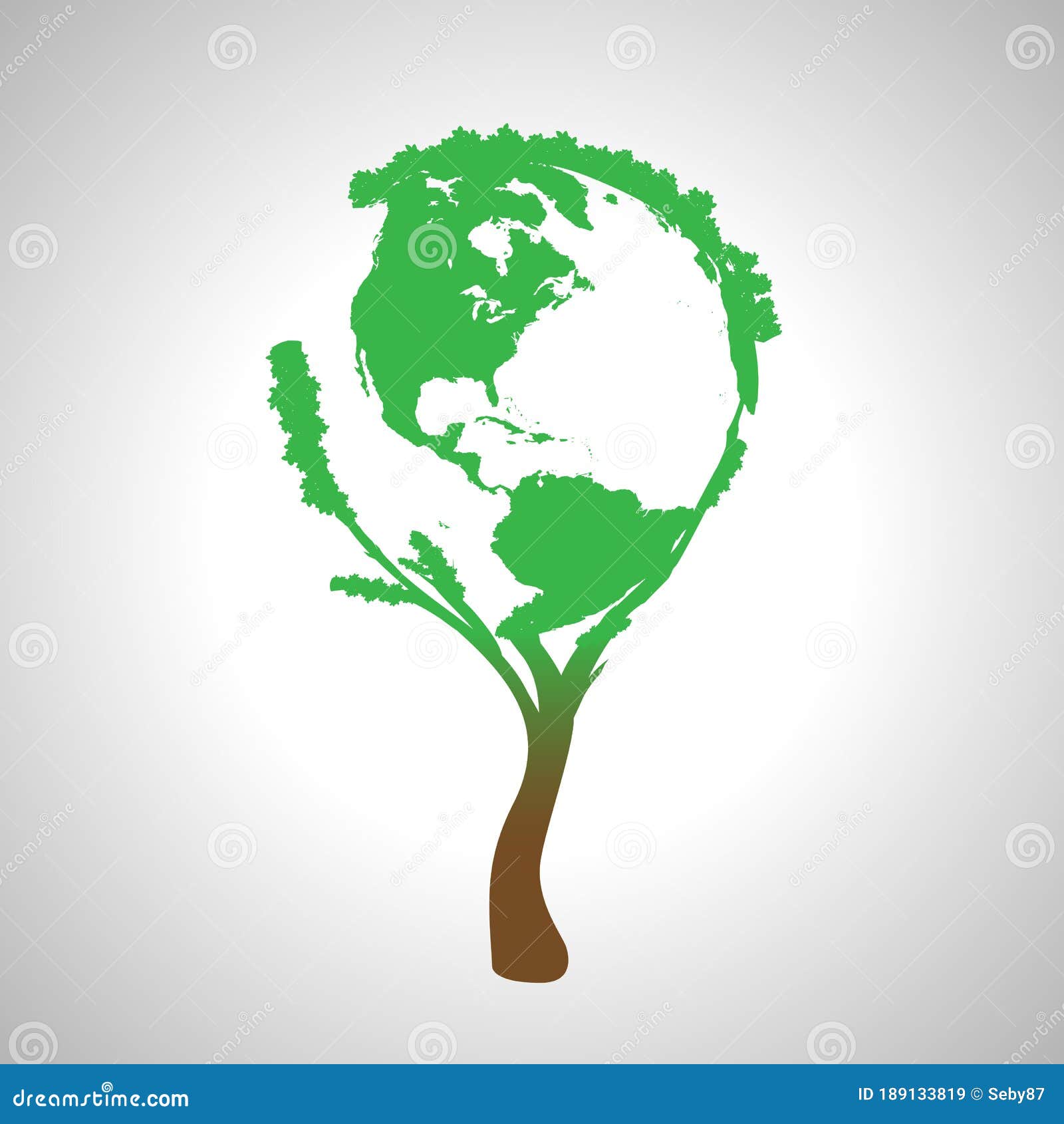 Globe World Map on a Tree, Vector Stock Vector - Illustration of leaf ...
