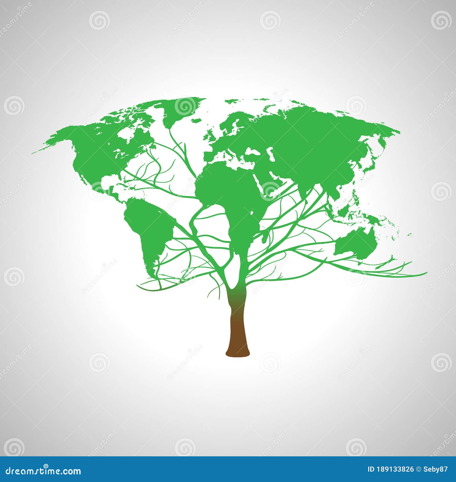 Globe World Map on a Tree, Vector Stock Vector - Illustration of ...