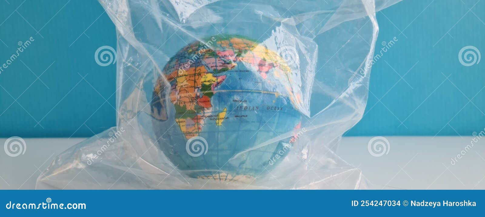 Globe World in a Plastic Bag. Earth Day and World Environment Day Stock ...