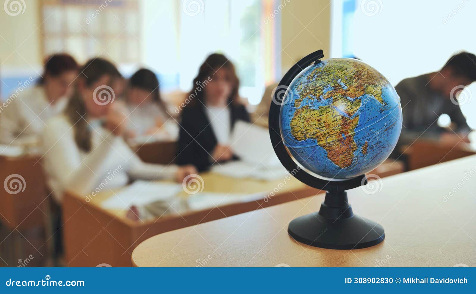 A Globe of the World in a School Classroom during a Lesson. Stock Photo ...