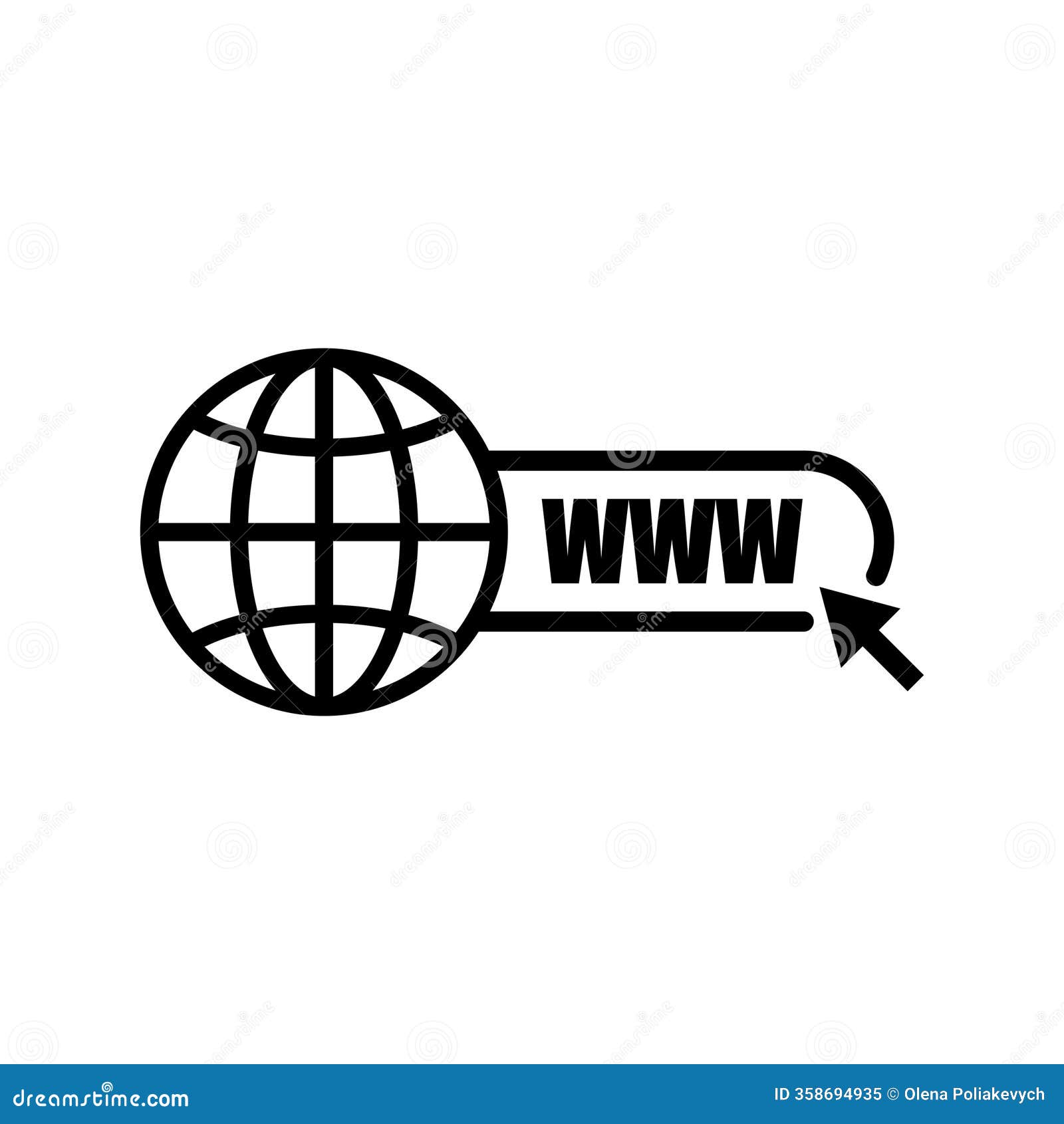 Globe Www Icon. Web Address Symbol. Black Cursor Graphic. Vector ...