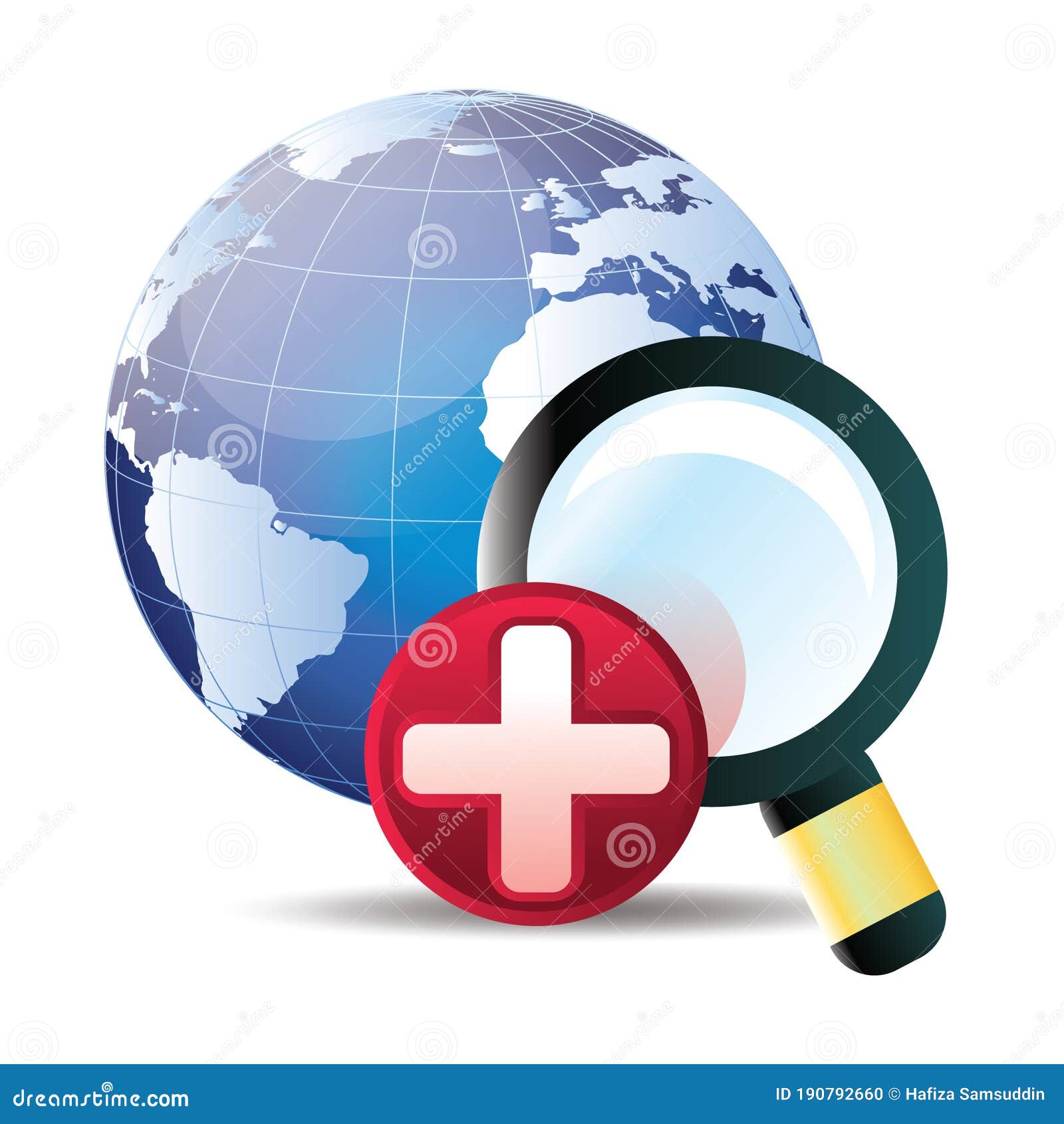 Globe with Zoom in Icon. Vector Illustration Decorative Design Stock ...