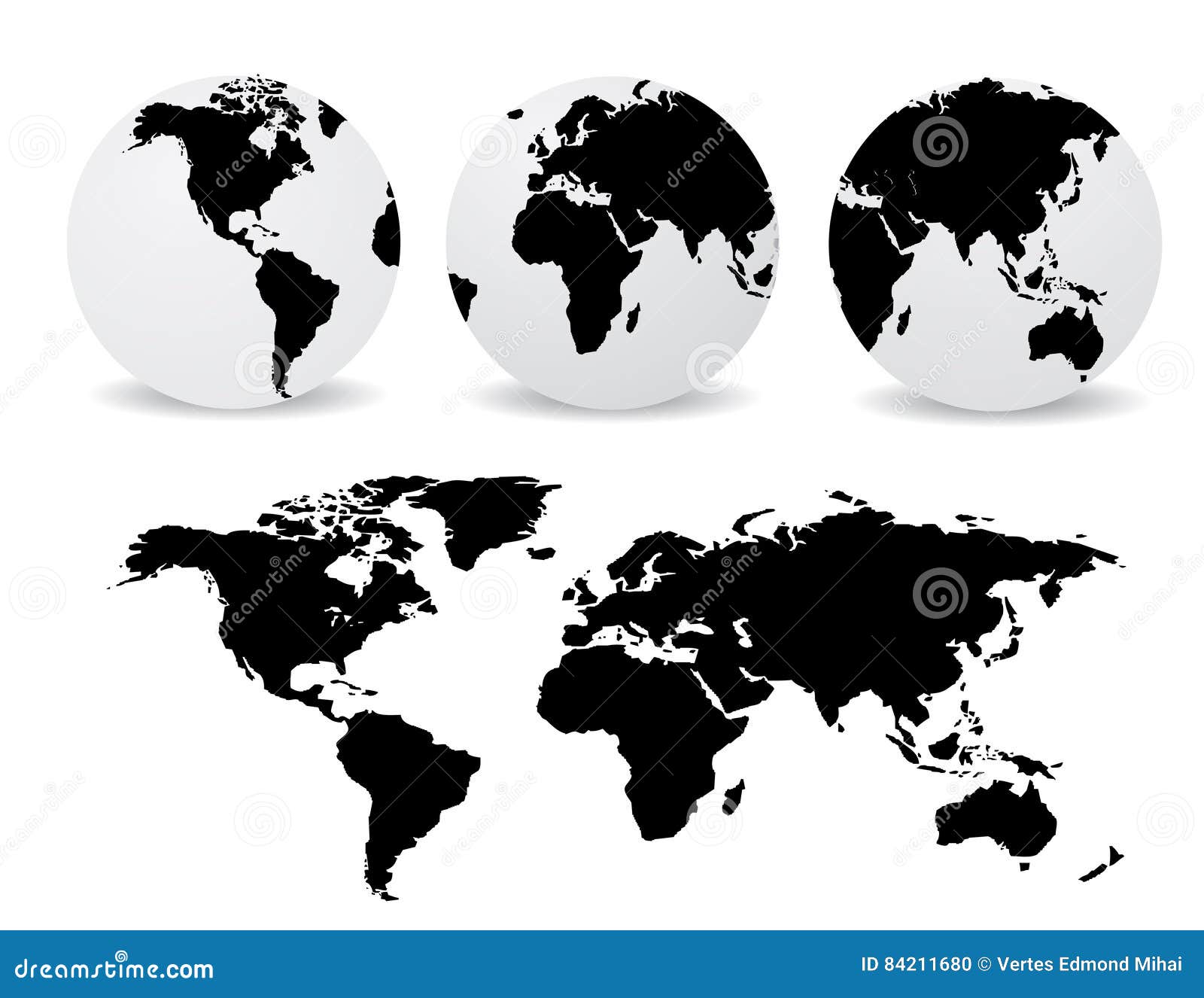 Globes with Abstract World Map Stock Vector - Illustration of ...