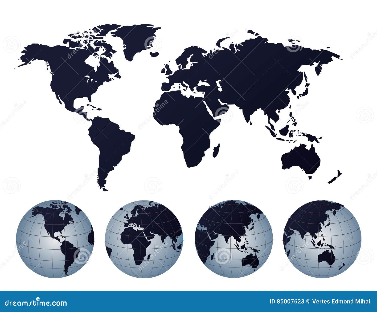 Globes with Abstract World Map Stock Vector - Illustration of nature ...