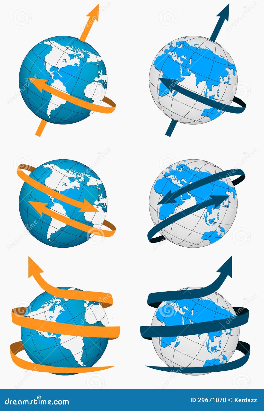 Globes with arrows stock vector. Illustration of shadow - 29671070