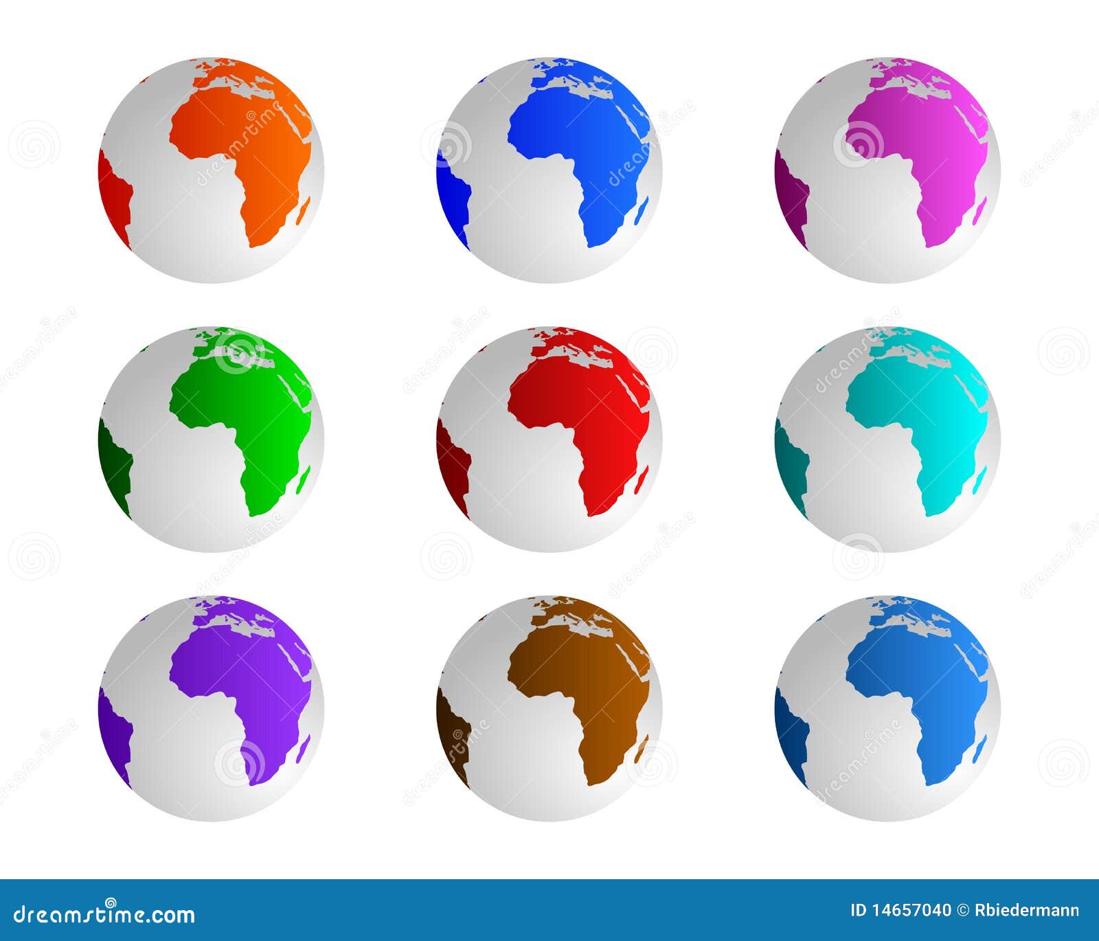 Globes in Different Colours Stock Vector - Illustration of sphere, blue ...