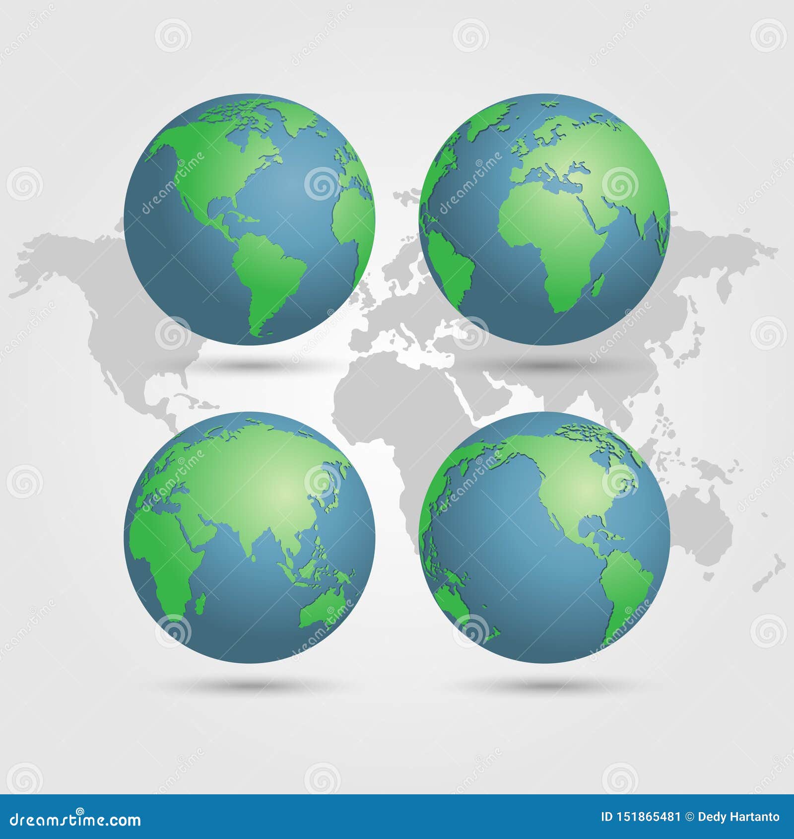 Set Of Globes Of Earth. Realistic World Map In Globe Shape. Globe Icons ...