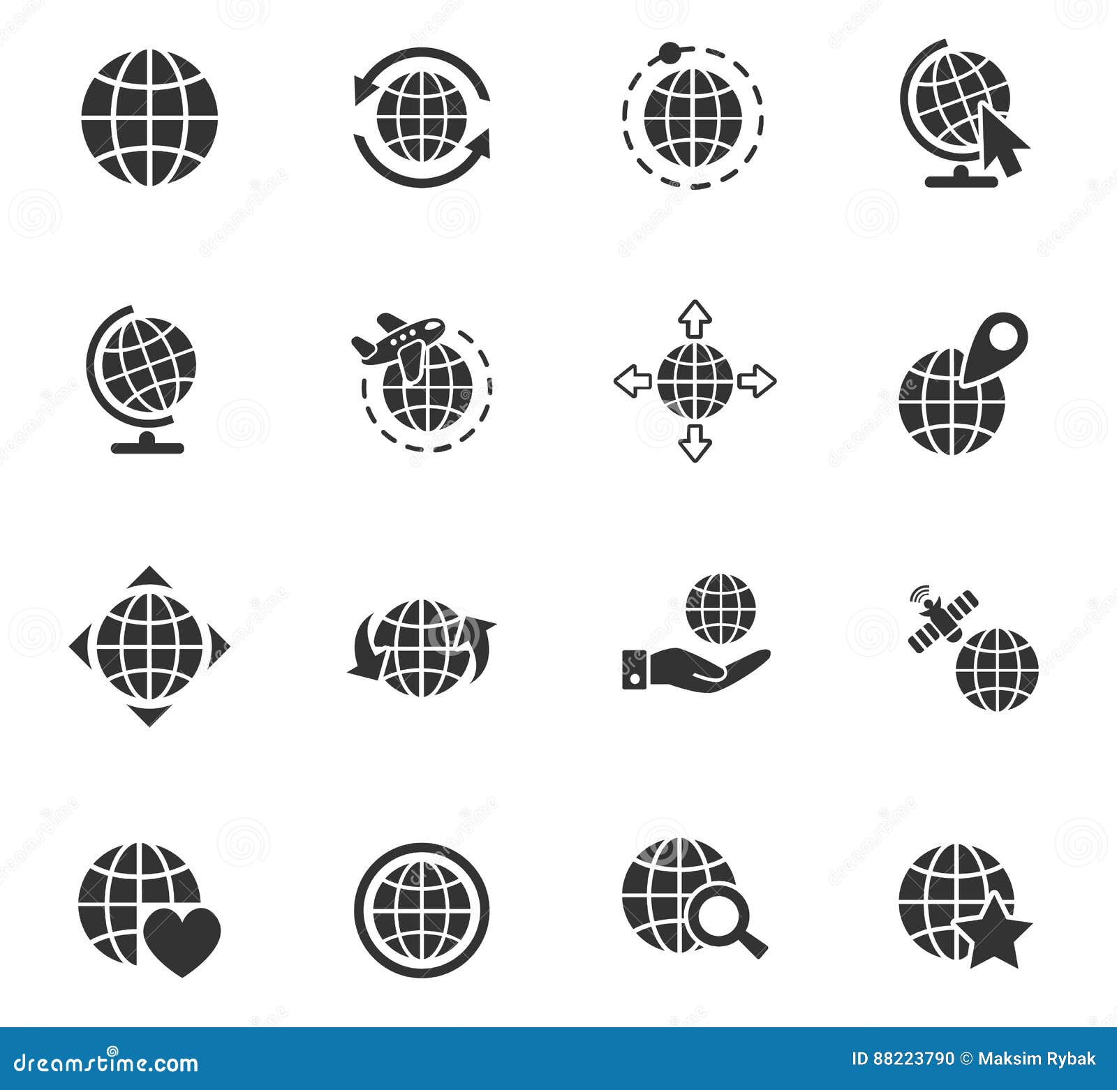 Globes icon set stock vector. Illustration of computer - 88223790