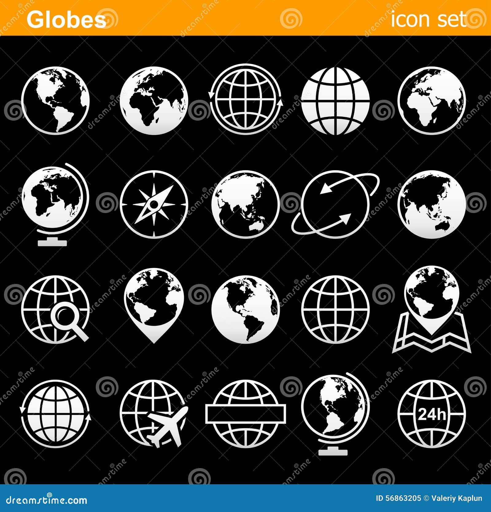 Globes Icons and Symbols - Illustration. Stock Vector - Illustration of ...