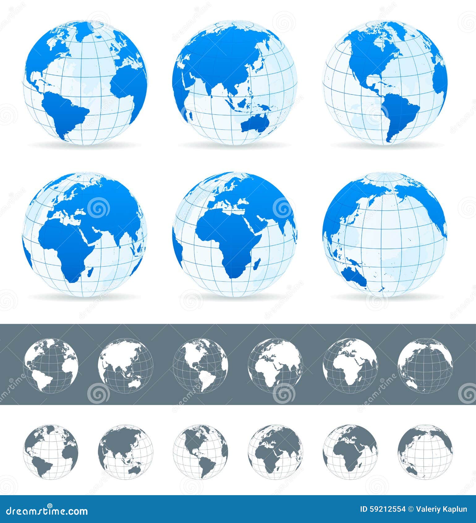Globes set - illustration. stock vector. Illustration of land - 59212554