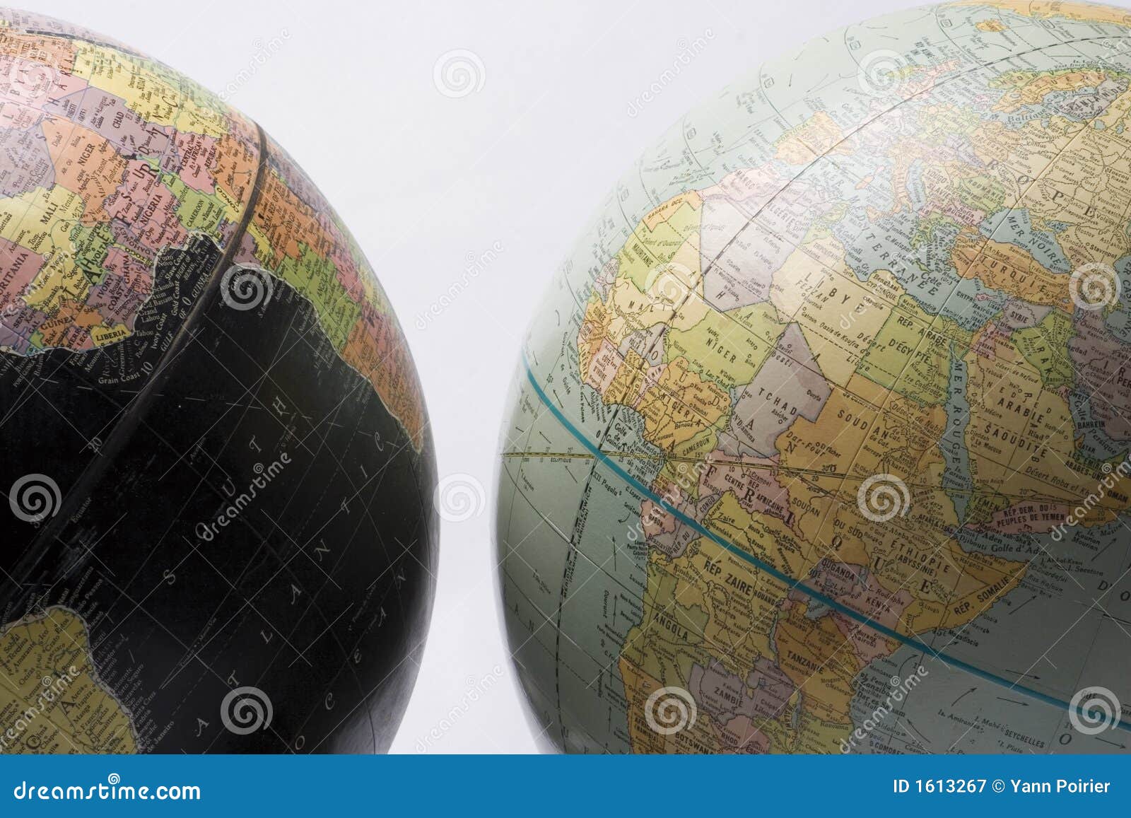 Globes showing Africa stock image. Image of studio, colorful - 1613267