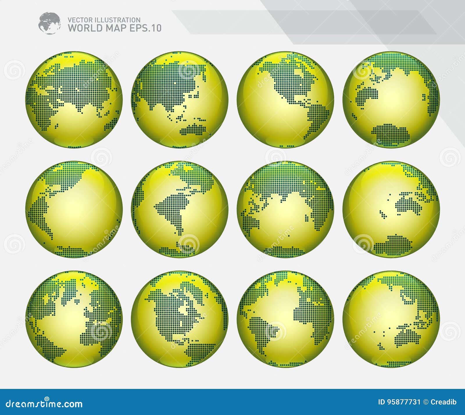 Globes Showing Earth With All Continents. Digital World Globe Vector ...