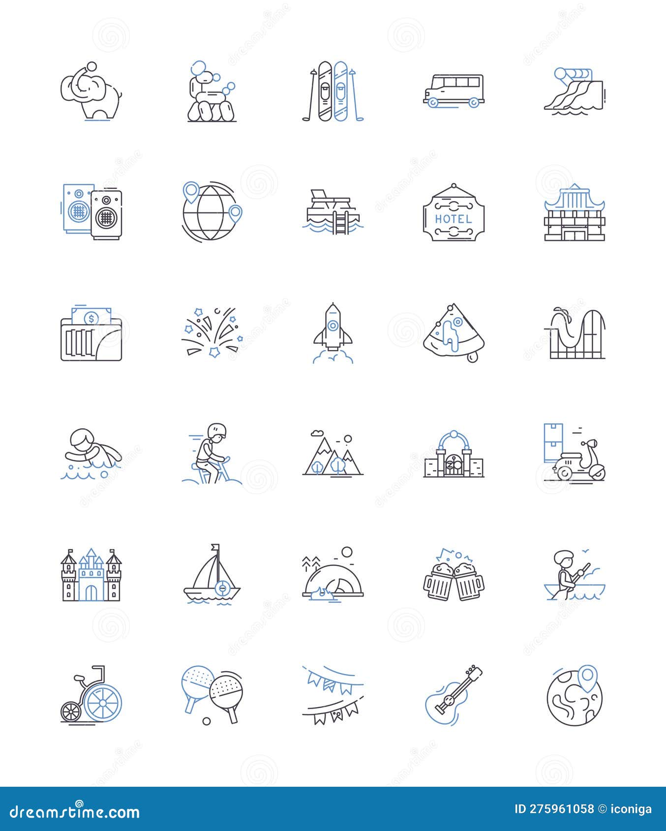 Globetrotting Enthusiasts Line Icons Collection. Travel, Adventure ... Globetrotting Enthusiasts Line Icons Collection. Travel, Adventure ...