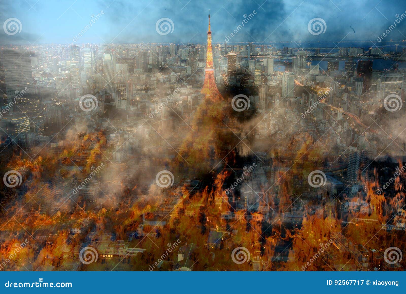 City Fire, Disaster, Terrorist Attack Stock Image - Image of cityscape ...