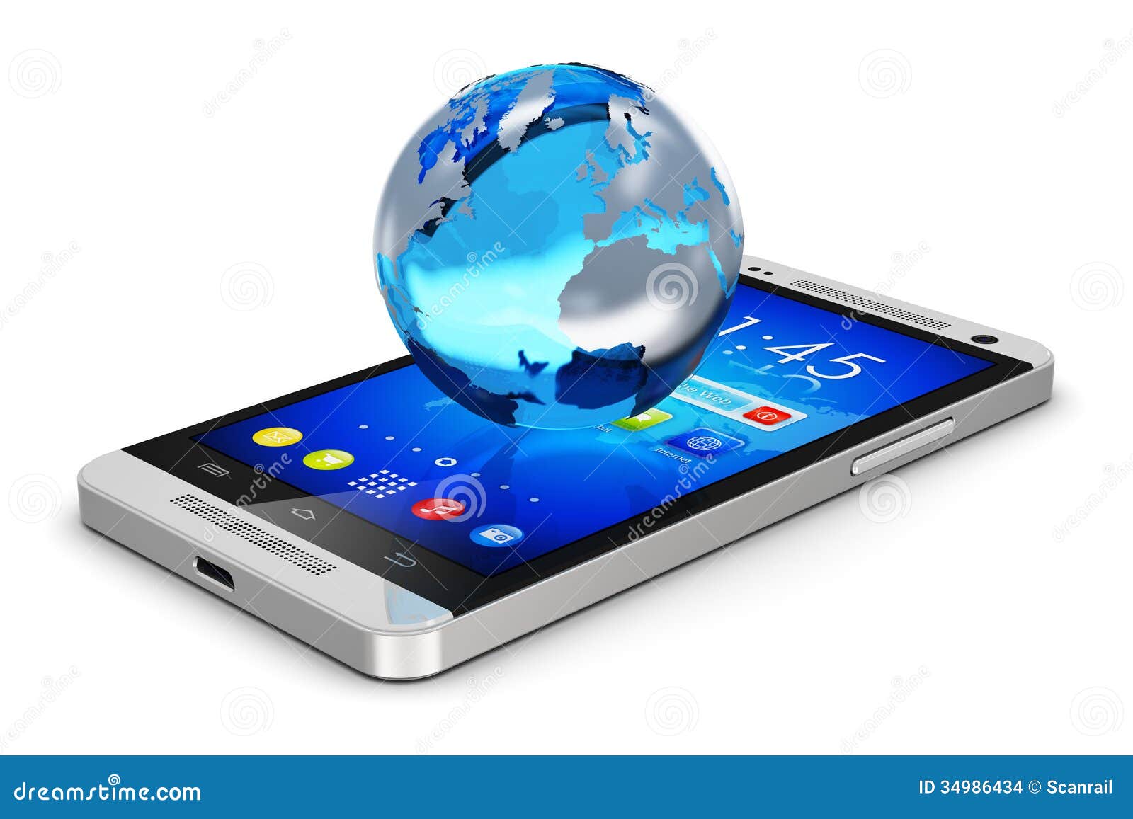 Globo Da Terra No Smartphone Ilustração Stock - Ilustração de internet ...
