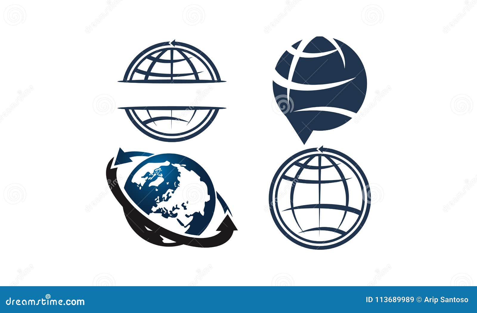 Globo Logo Design Template Set Do Mundo Ilustração do Vetor ...