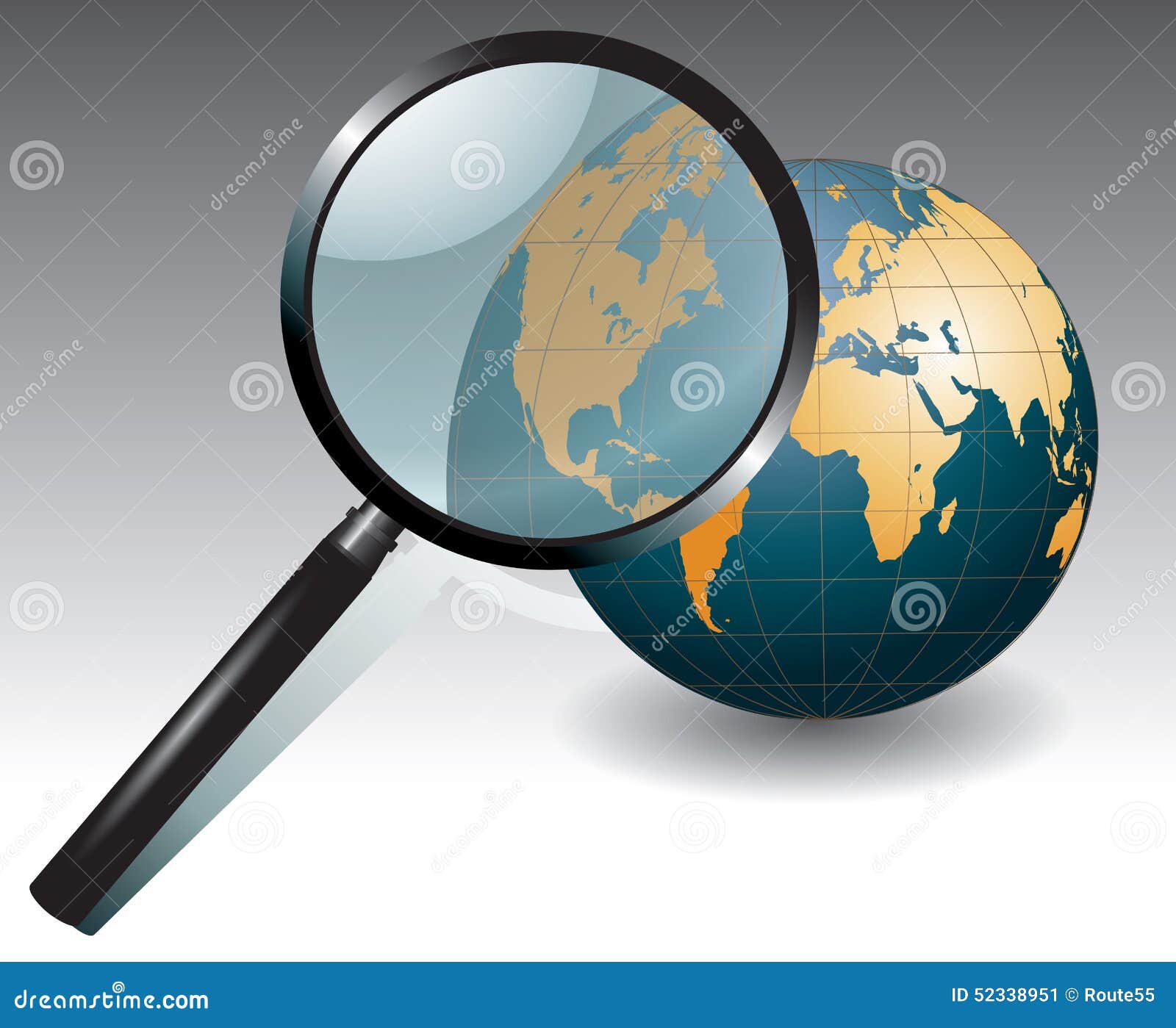 Globo y lupa ilustración del vector. Ilustración de recorrido - 52338951