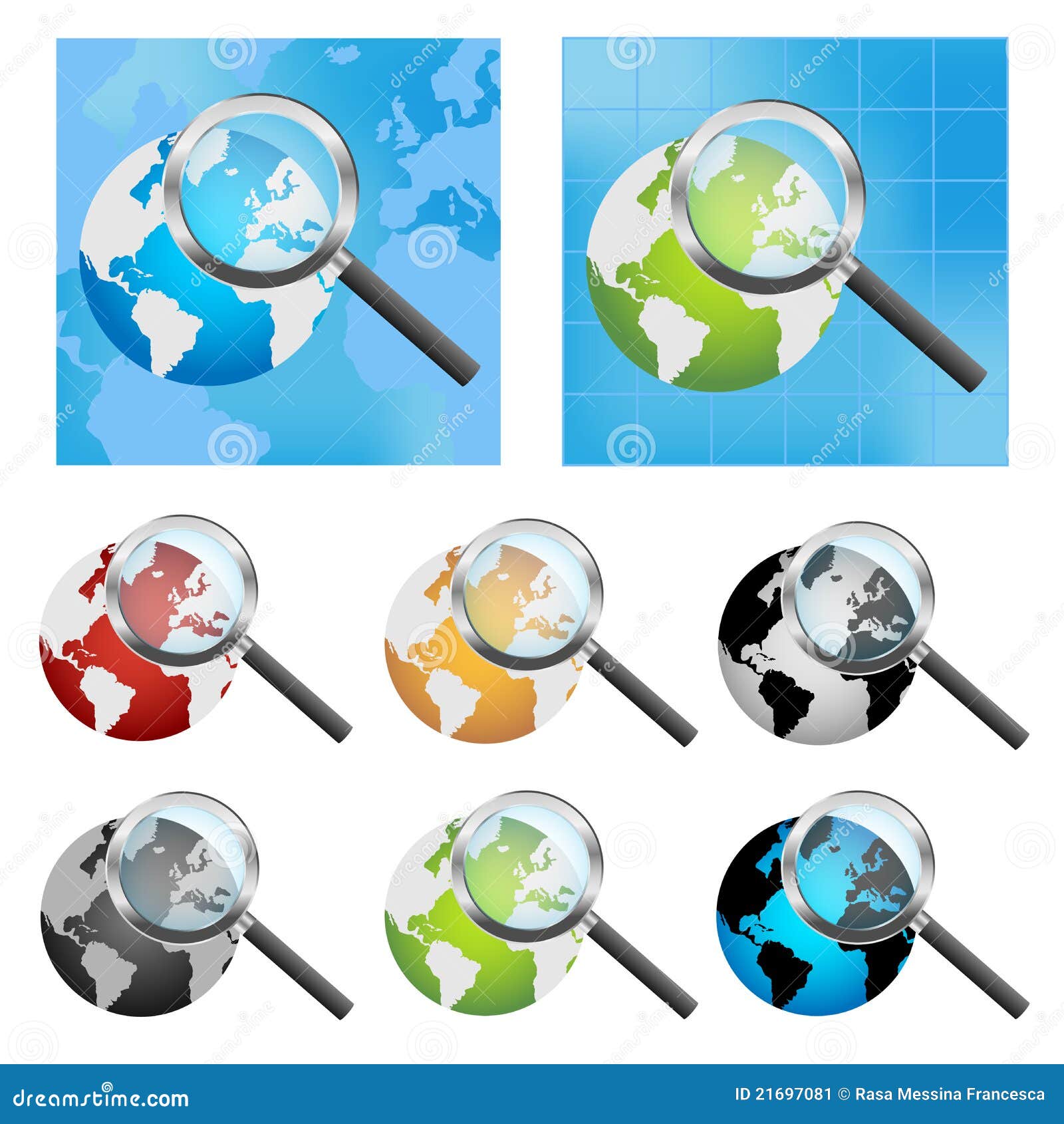 Globo y lupa de la tierra ilustración del vector. Ilustración de iconos ...