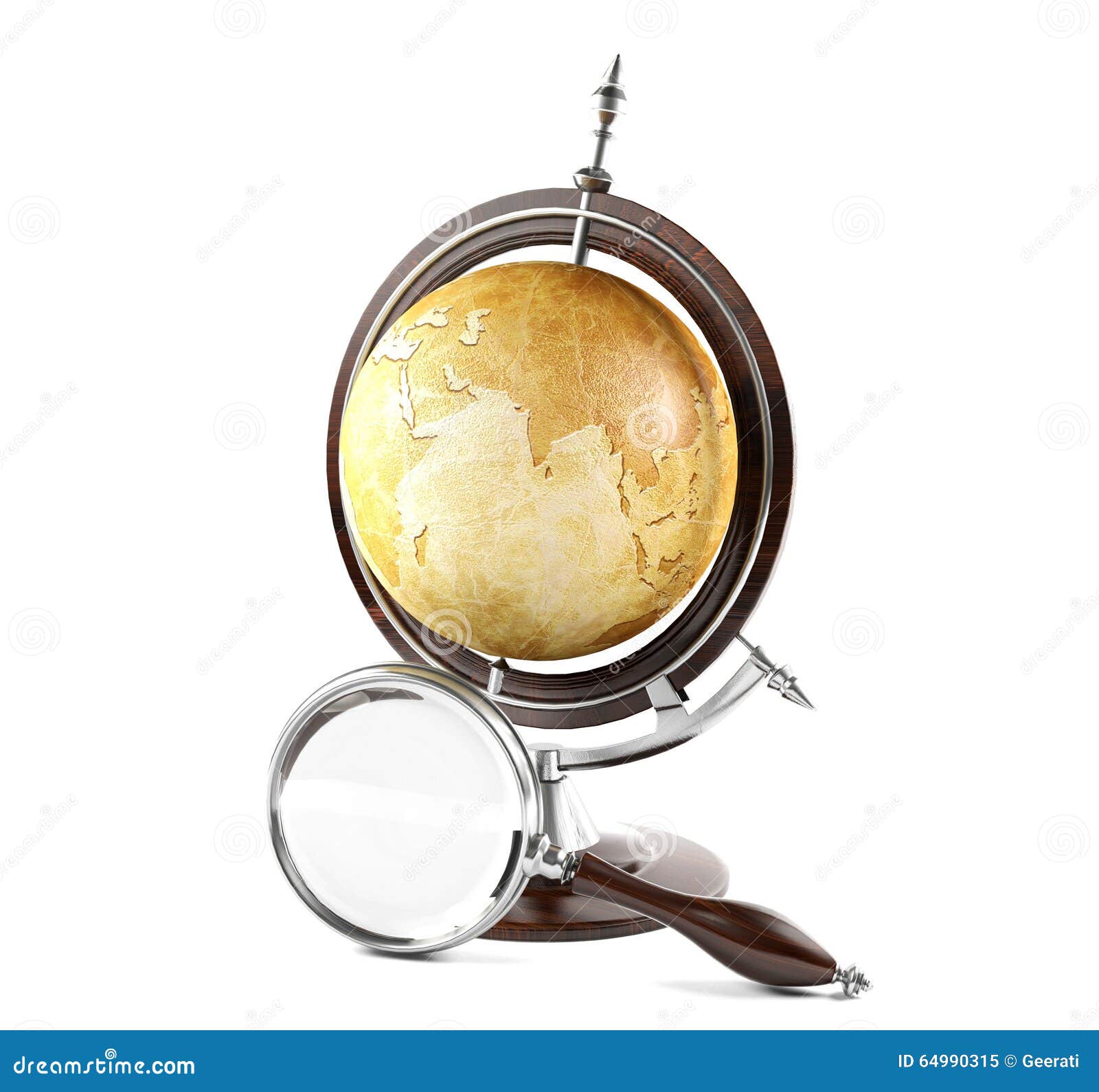 Globo y lupa terrestres imagen de archivo. Imagen de blanco - 64990315