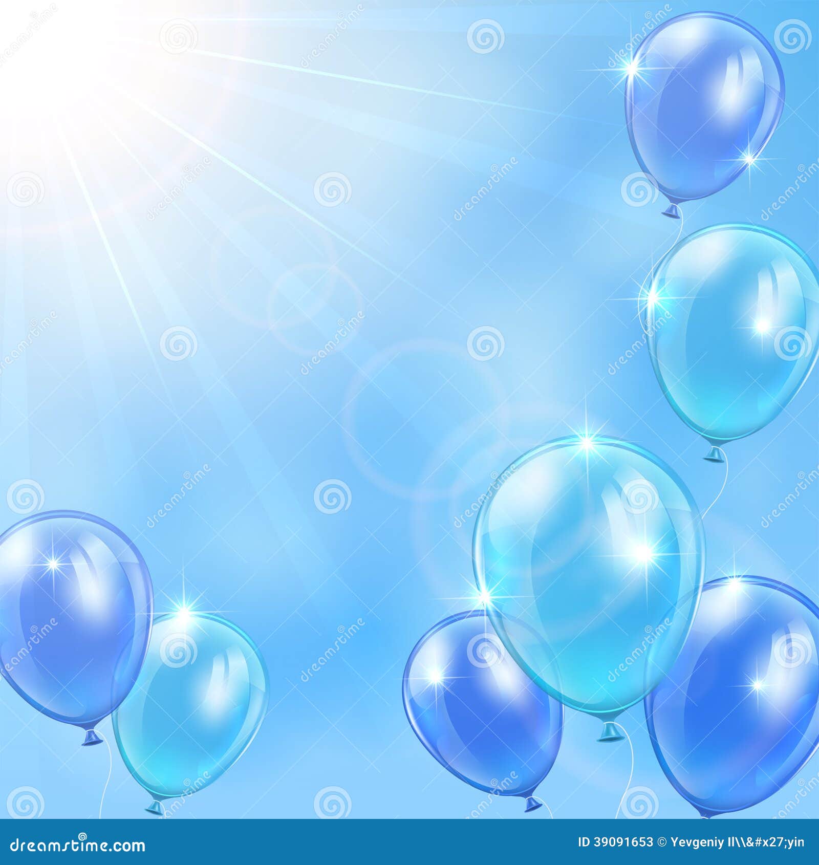 Globos Azules En Fondo Del Cielo Ilustración del Vector - Ilustración ...