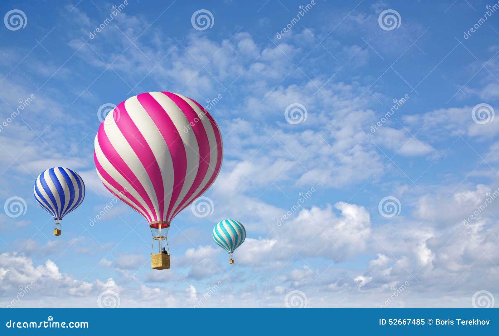 Globos 3d en el cielo azul stock de ilustración. Ilustración de cesta ...