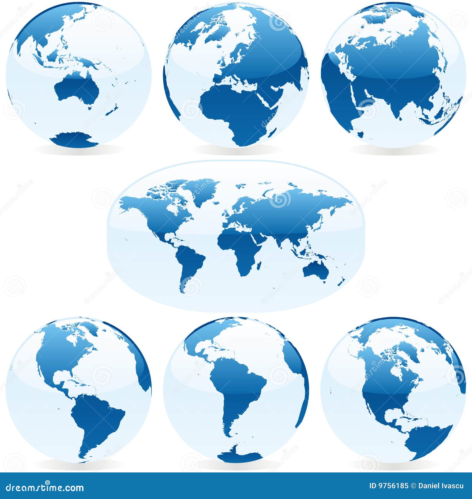 Globos E Mapa Do Mundo Do Vetor Ilustração do Vetor - Ilustração de ...