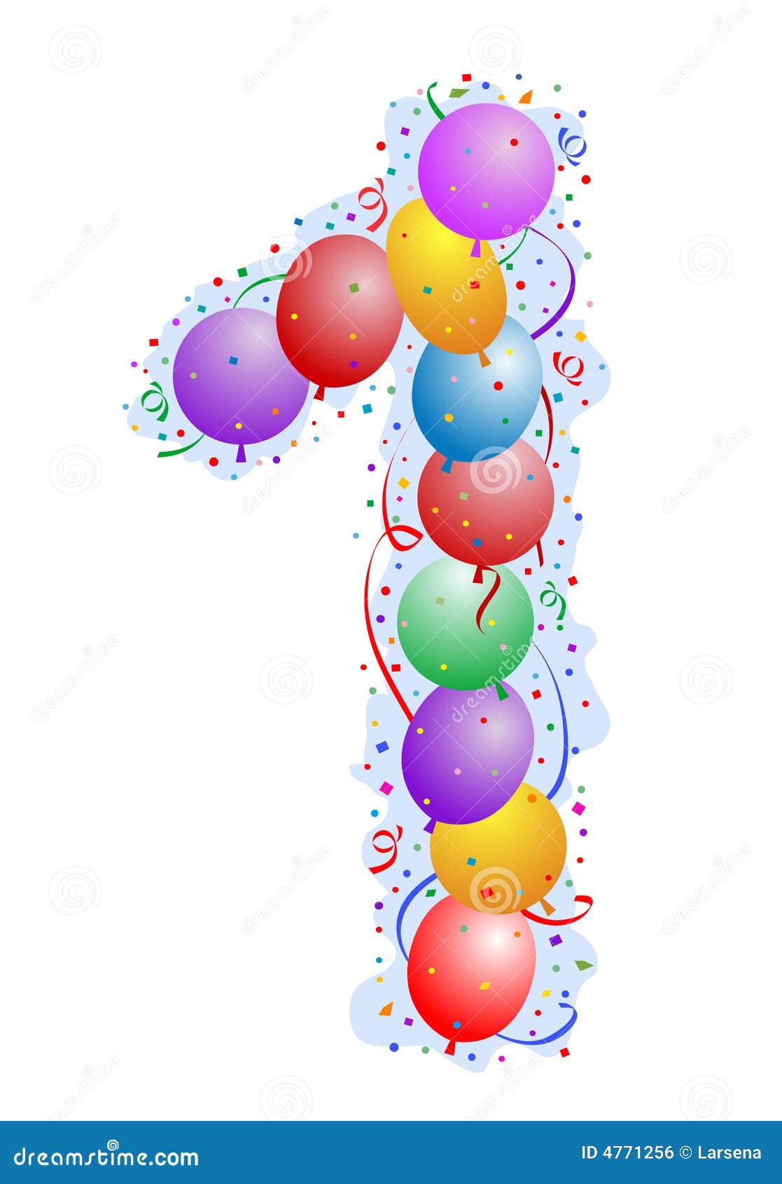 Globos y confeti número 1 ilustración del vector. Ilustración de manojo ...