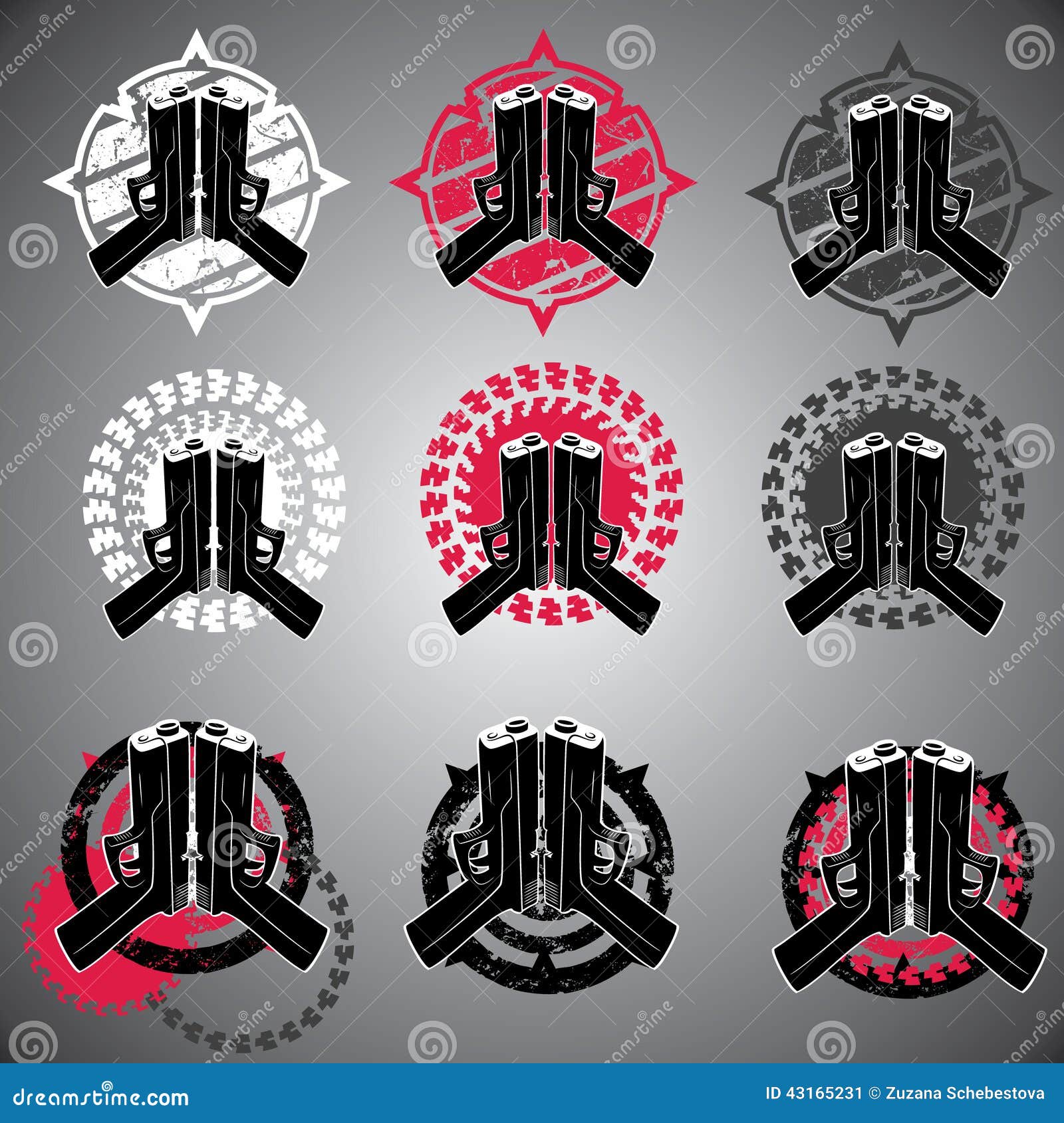 Glock Gun Fire Pistol Revolver Realistic Cartoon Illustration ...