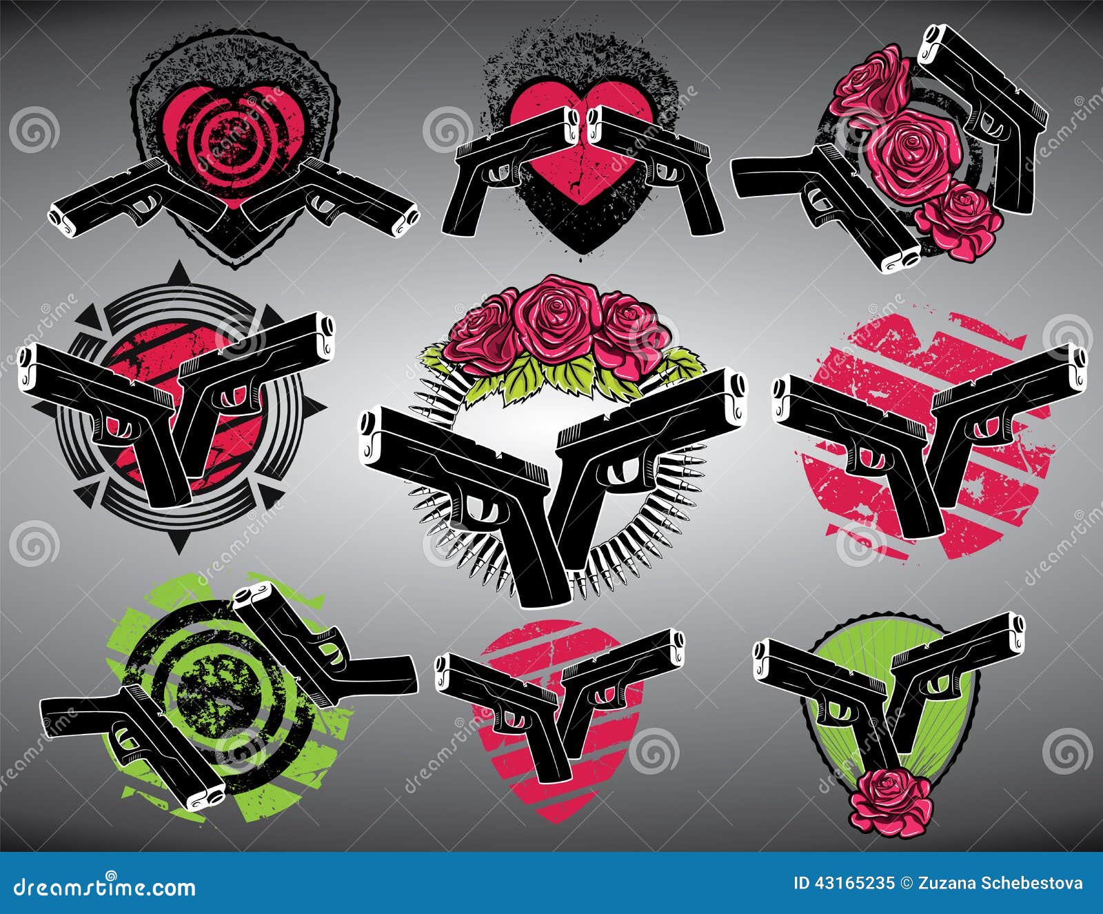 Glock Gun Fire Pistol Revolver Realistic Cartoon Illustration ...