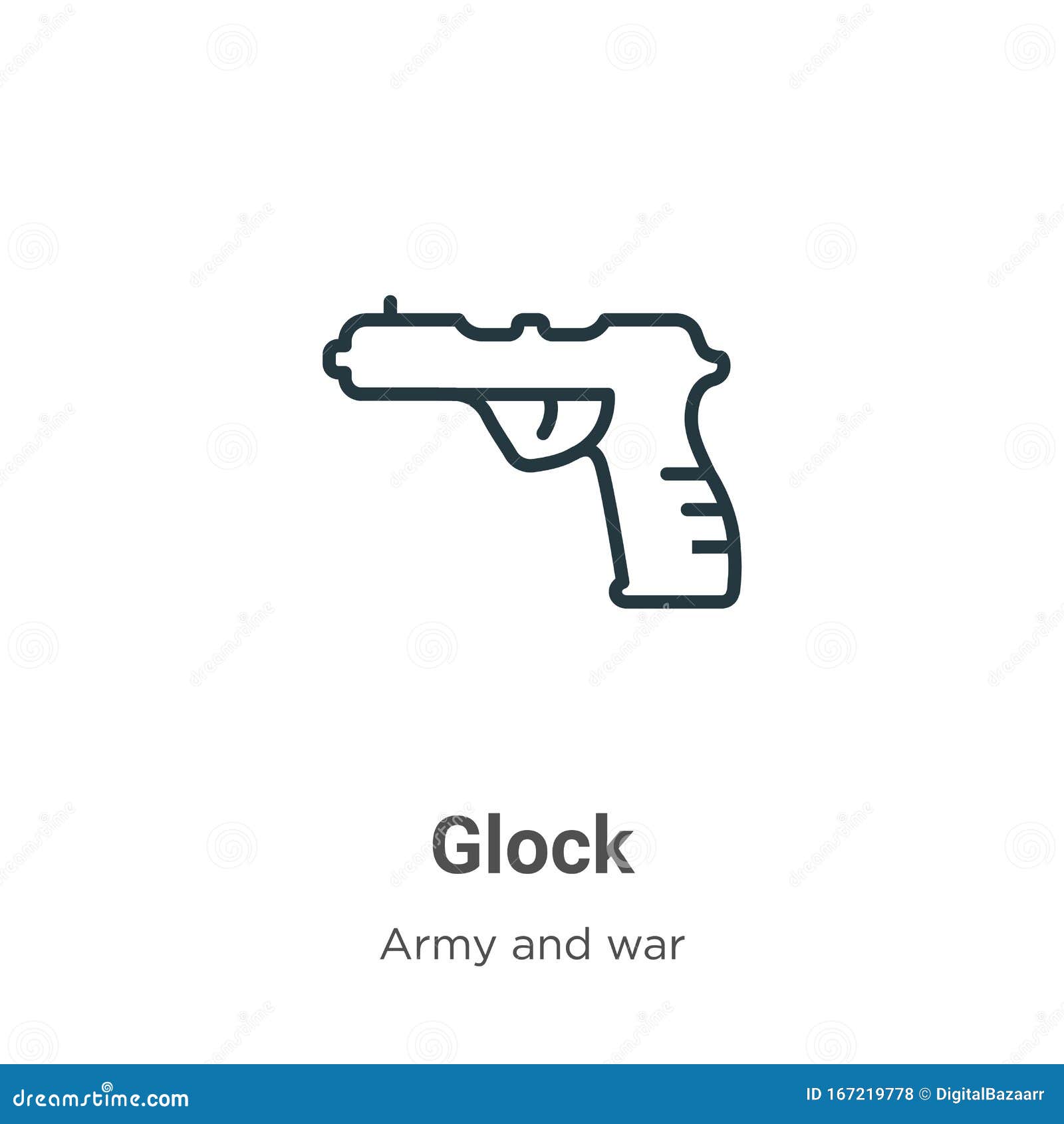 Glock Outline Vector Icon. Thin Line Black Glock Icon, Flat Vector ...