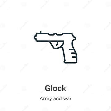 Glock Outline Vector Icon. Thin Line Black Glock Icon, Flat Vector ...