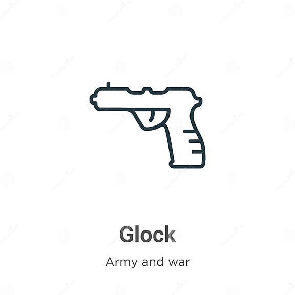 Glock Outline Vector Icon. Thin Line Black Glock Icon, Flat Vector ...