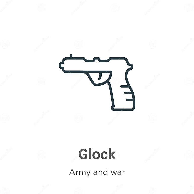 Glock Outline Vector Icon. Thin Line Black Glock Icon, Flat Vector ...
